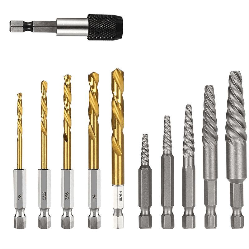 Screw Extractor Set, 11 Pieces Easy Out Bolt Reverse Drill Bit Set for ...