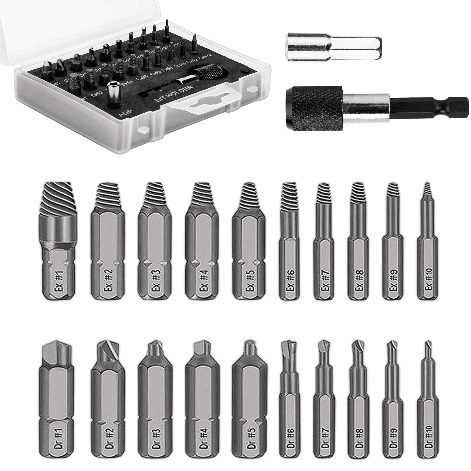 Screw Extractor Set, 22 PCS Easy Out Stripped Screw Extractor Kit, All ...
