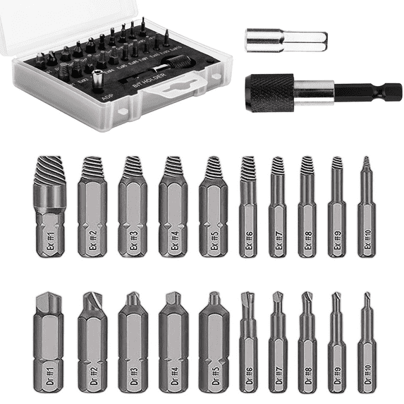 Screw Extractor Set, 22 PCS Easy Out Stripped Screw Extractor Kit, All-purpose HSS Broken Screw ...