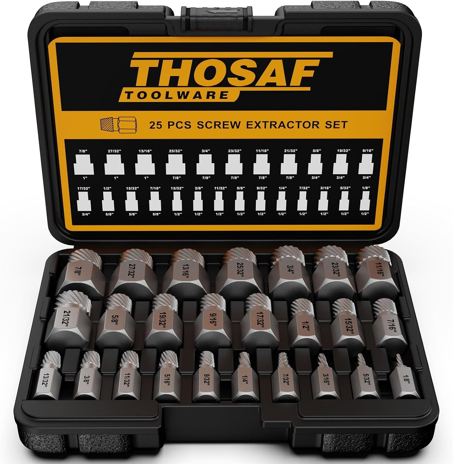 Screw Extractor Set, 25 Piece Easy Out Bolt Extractor Set, Multispline Screw and Hex Head, for ...