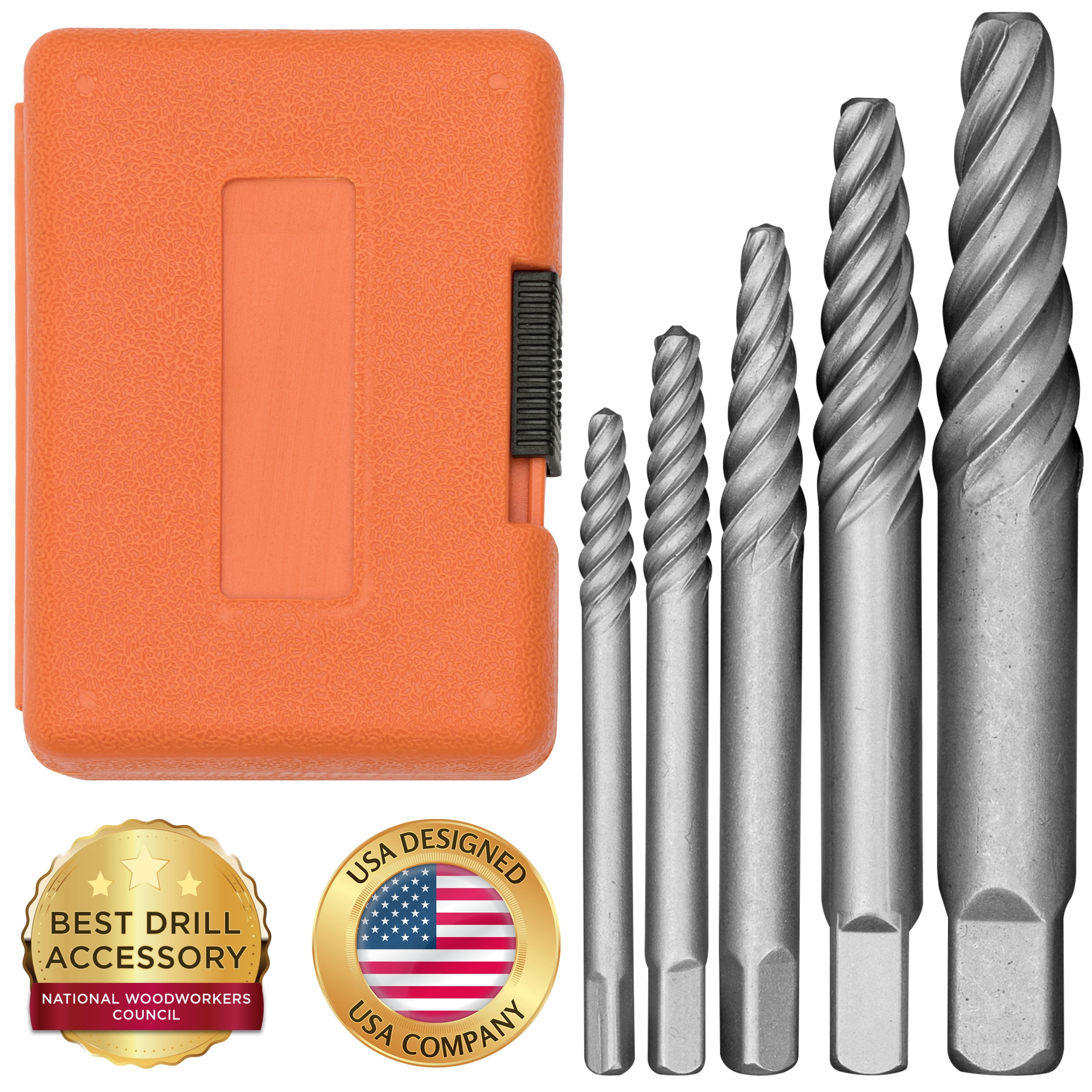 Screw Extractor Set 5 pc W/ Case for Stripped & Damaged Screws, Broken ...
