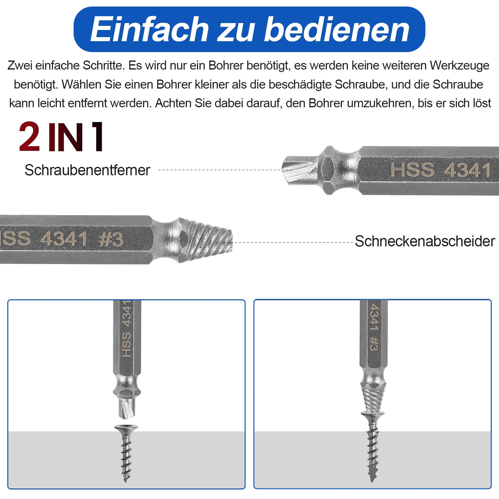Screw Extractor Set, 6 Pieces Screw Extractor With Magnetic Bit Holder ...