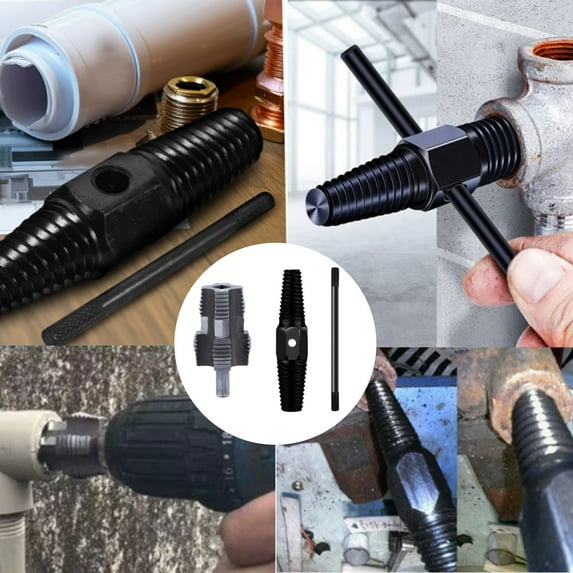 Screw Extractor Tool Kit Dual-Use Water Pipe Remover for Damaged ...