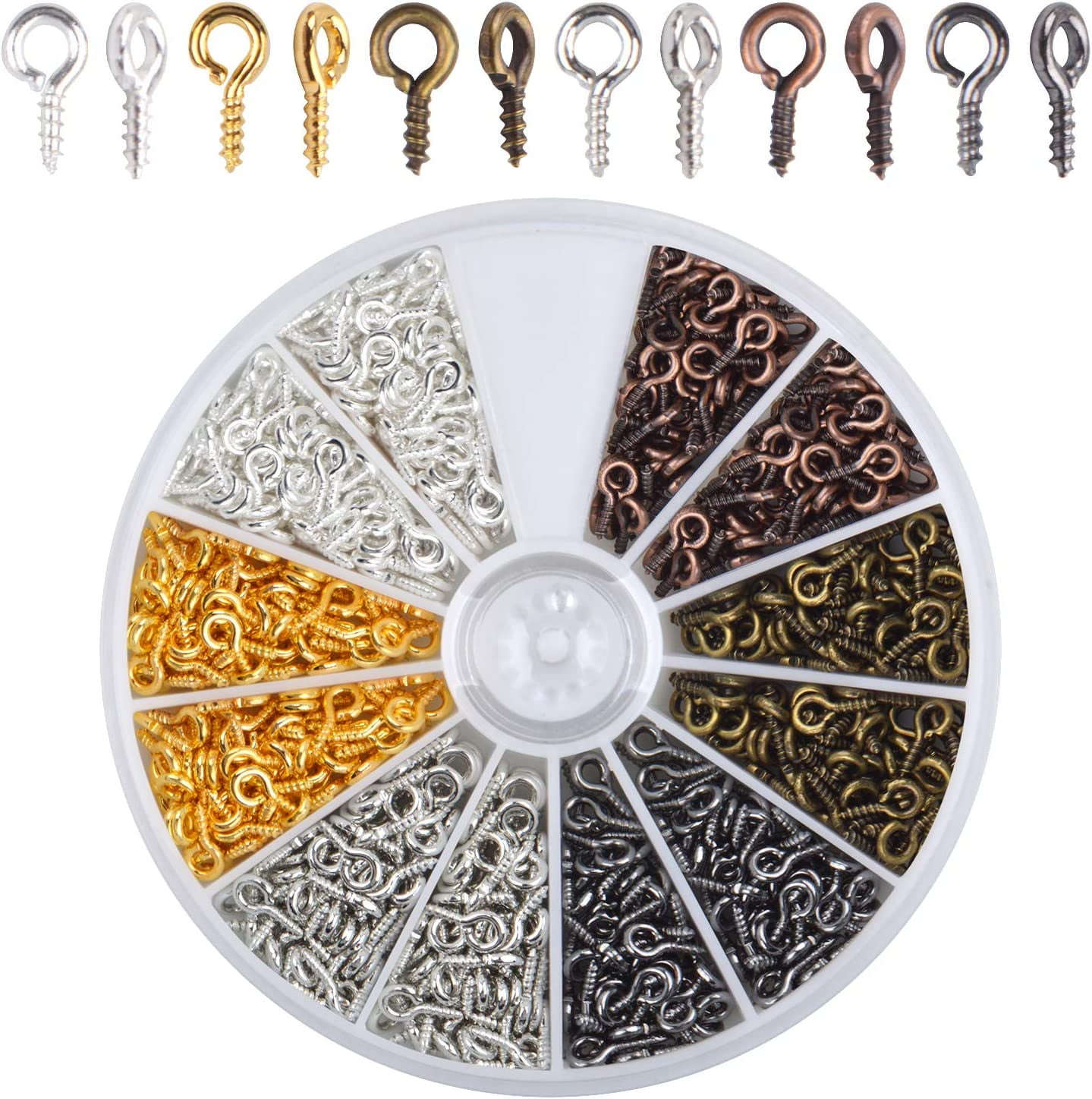 Screw Eye Pins, 600pcs Mini Eye Pins Hooks Eyelet Screw Threaded for ...
