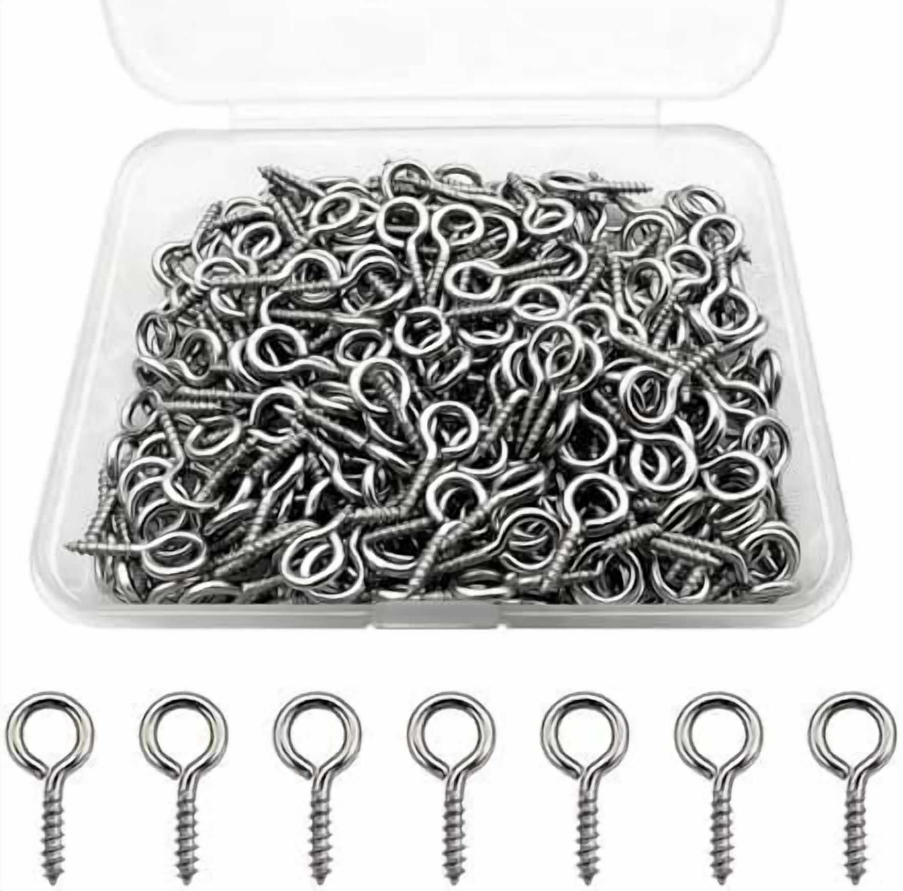 Screw Eyes Pins 350 count, 304 Stainless Steel Screw Eyes Hooks, Self ...