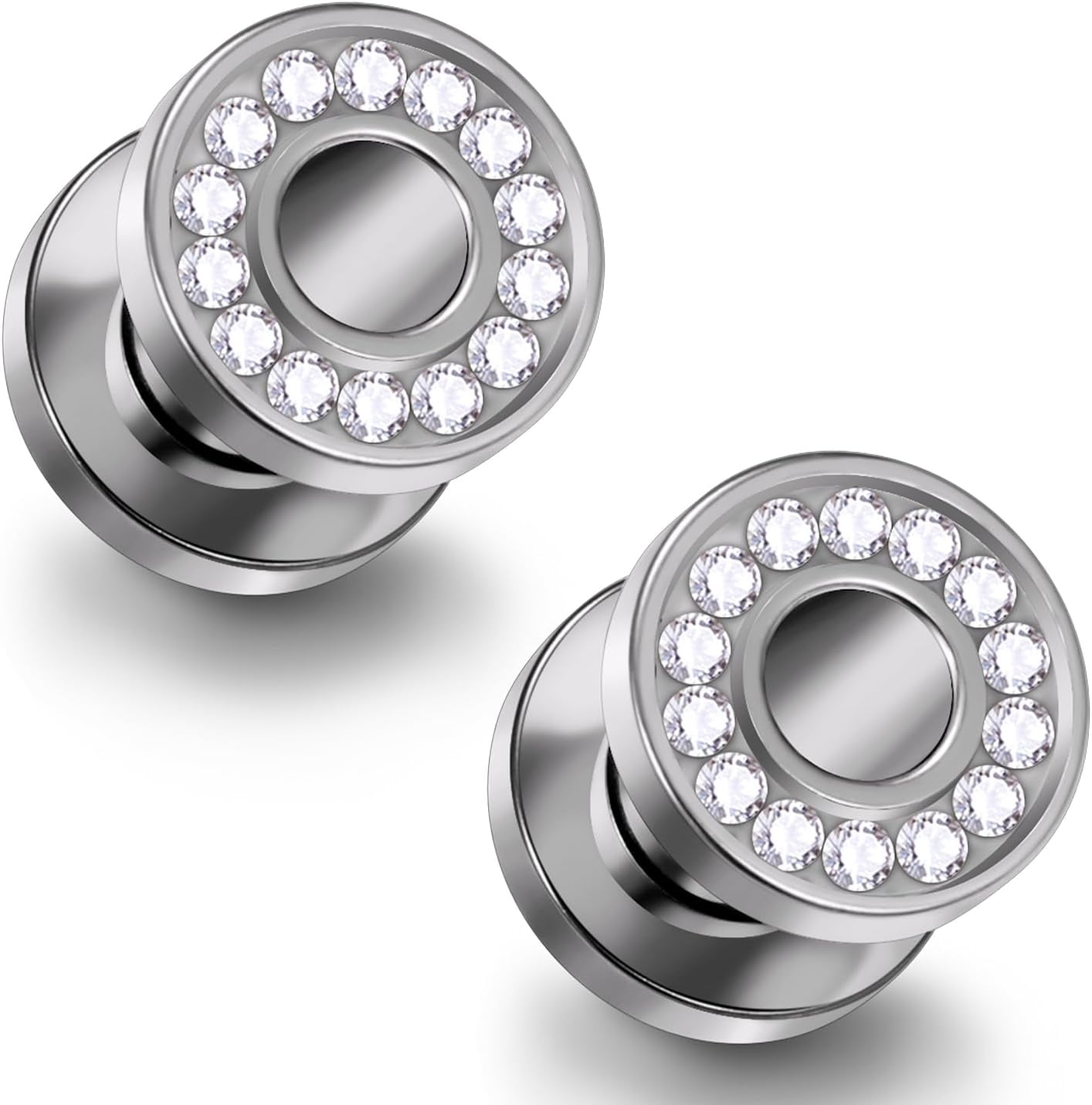 Screw Fit Ear Gauges Kit G23 Titanium Tunnel Expander Earrings Cubic ...