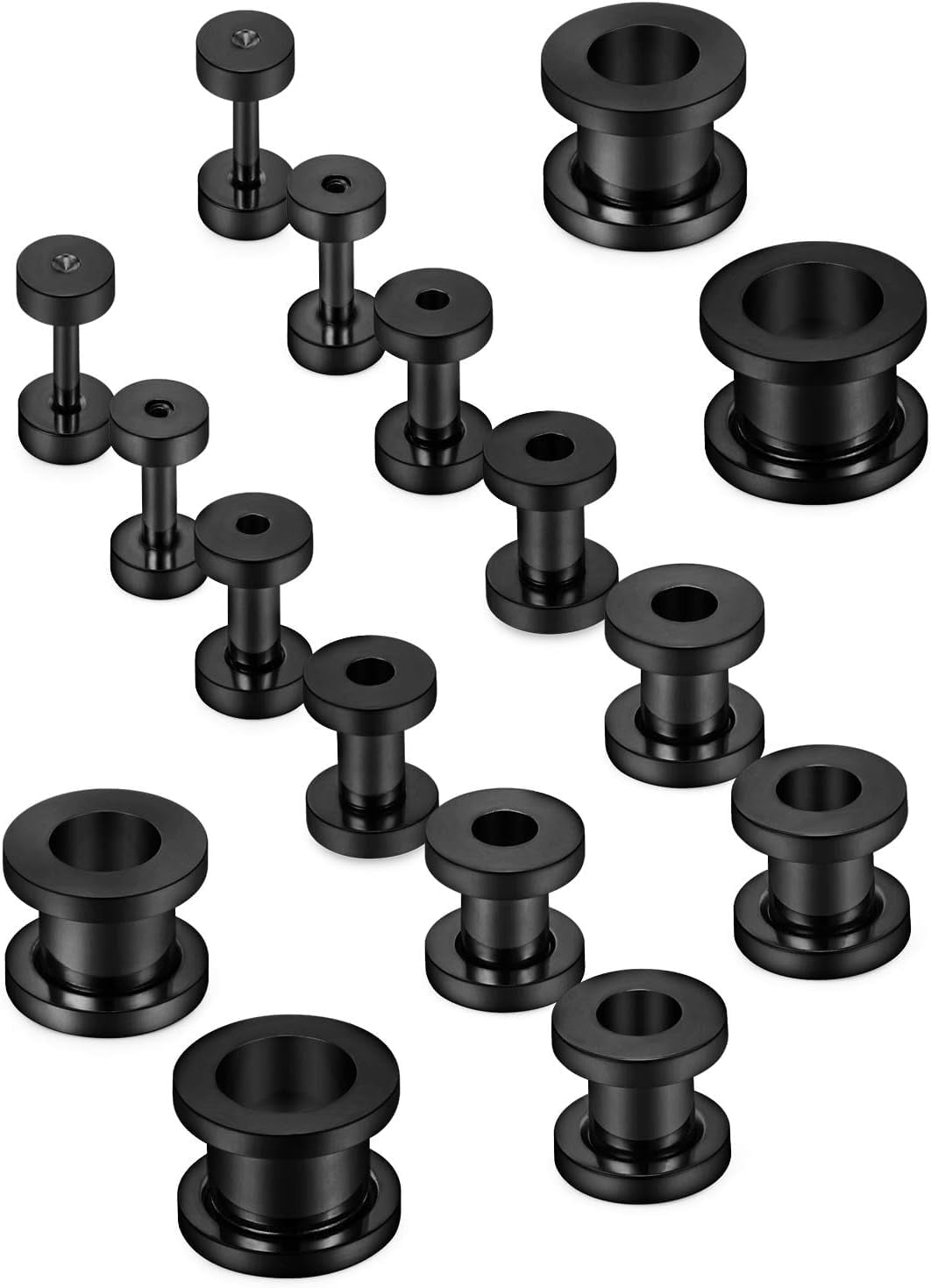 Screw Fit Ear Gauges Kit Surgical Steel Tunnel Expander Earrings ...