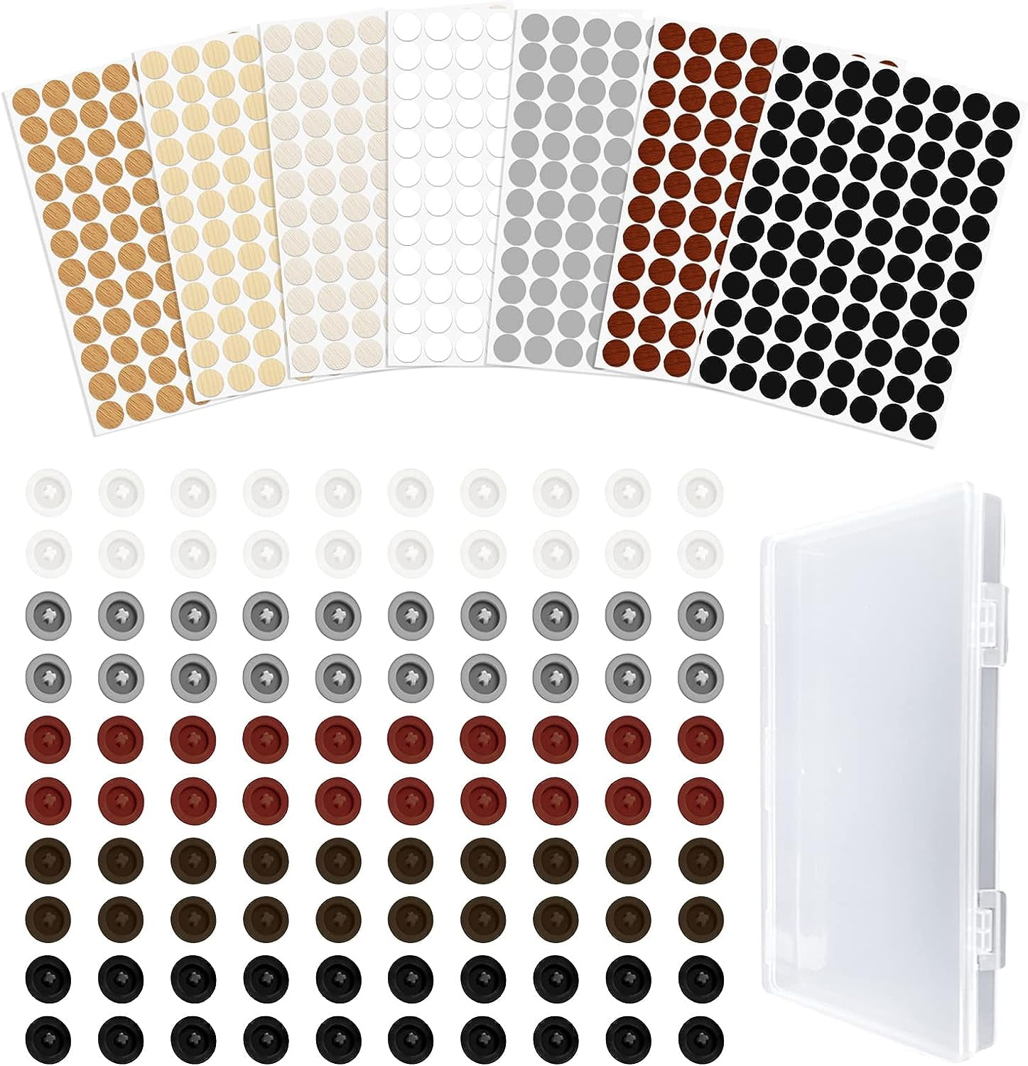 Screw Hole Covers Kit, 672Pcs 0.6" Self Adhesive PVC Screw Cover Caps 7 ...