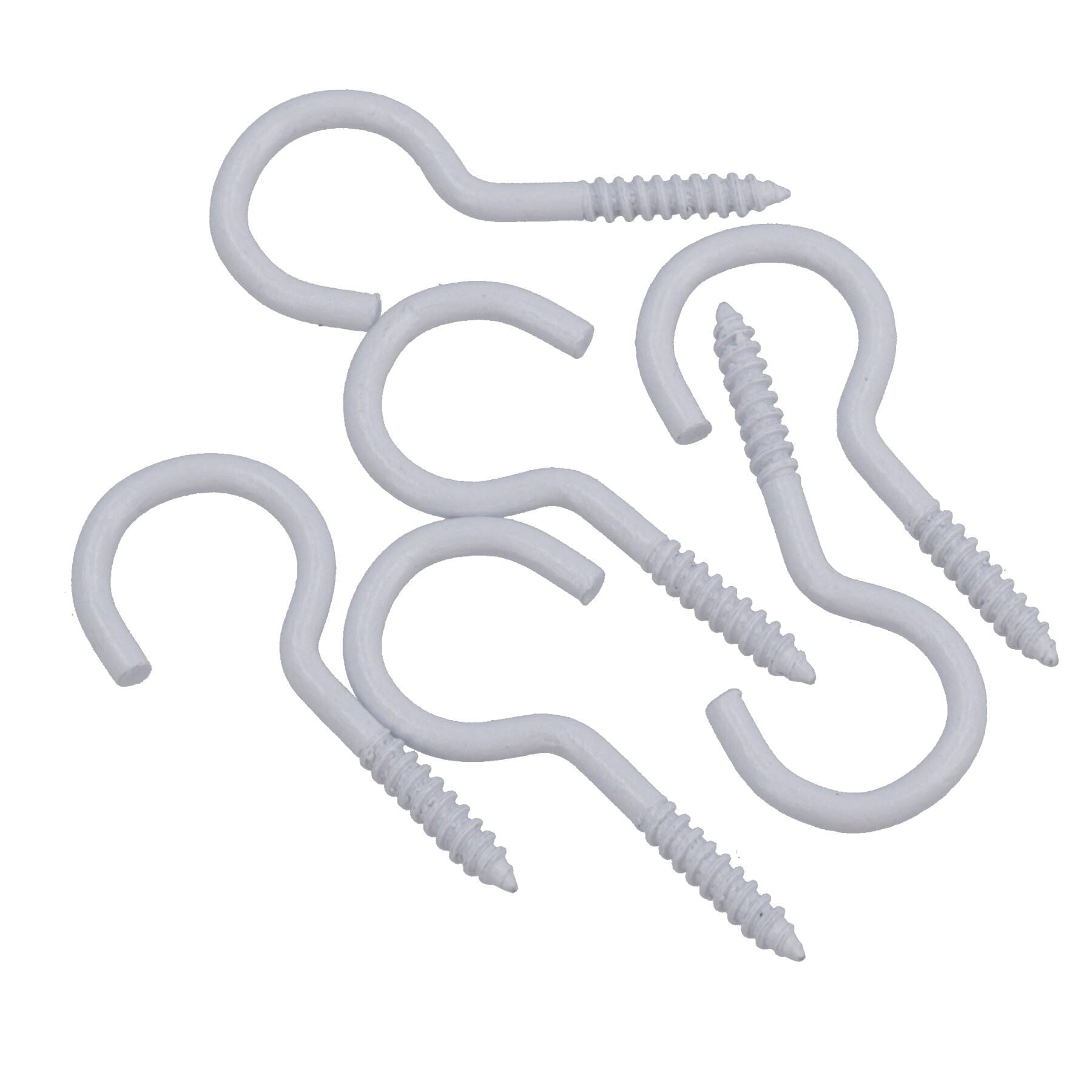 Screw Hook Fasteners Hangers White Plastic Finish 16mm Dia 50mm length ...