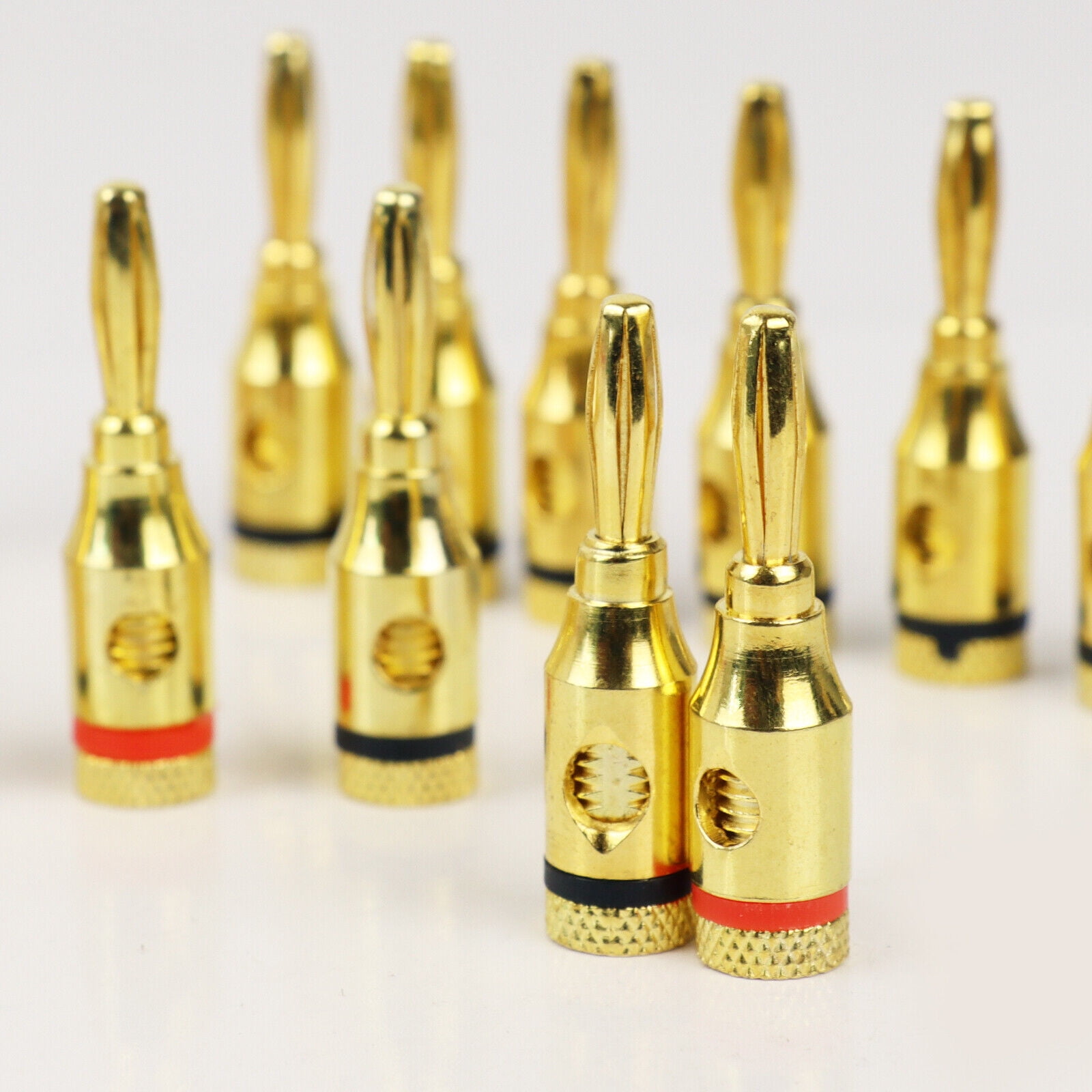 Screw Lock Audio Banana Plugs Gold Plated Speaker Wire Cable Connector ...