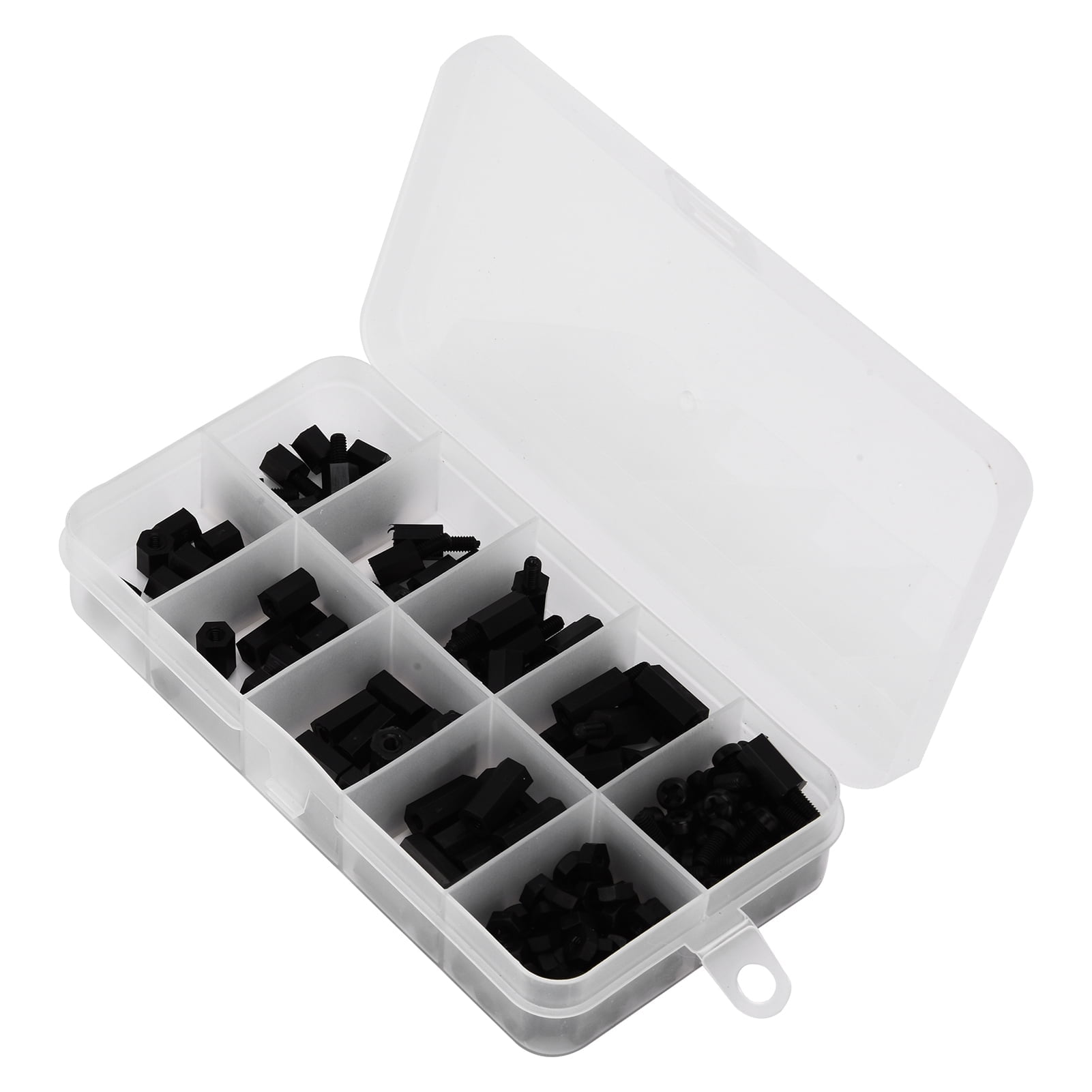 Screw Nut Kit,Hex Double Pass Standoff,180Pcs Screw Nut Kit Black Nylon ...
