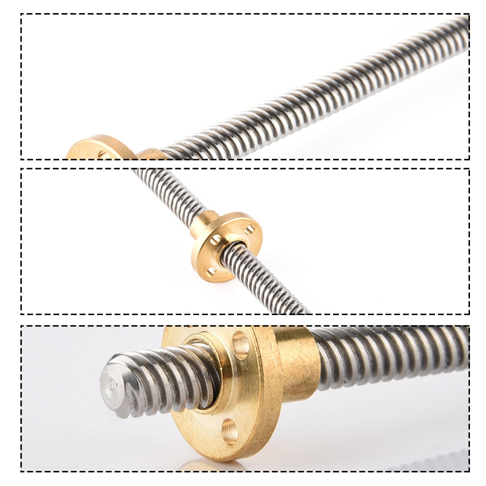Screw, Screw Rod Stainless, T8 8mm Trapezoidal Stainless Steel Threaded Rod Screw &Amp, Brass ...