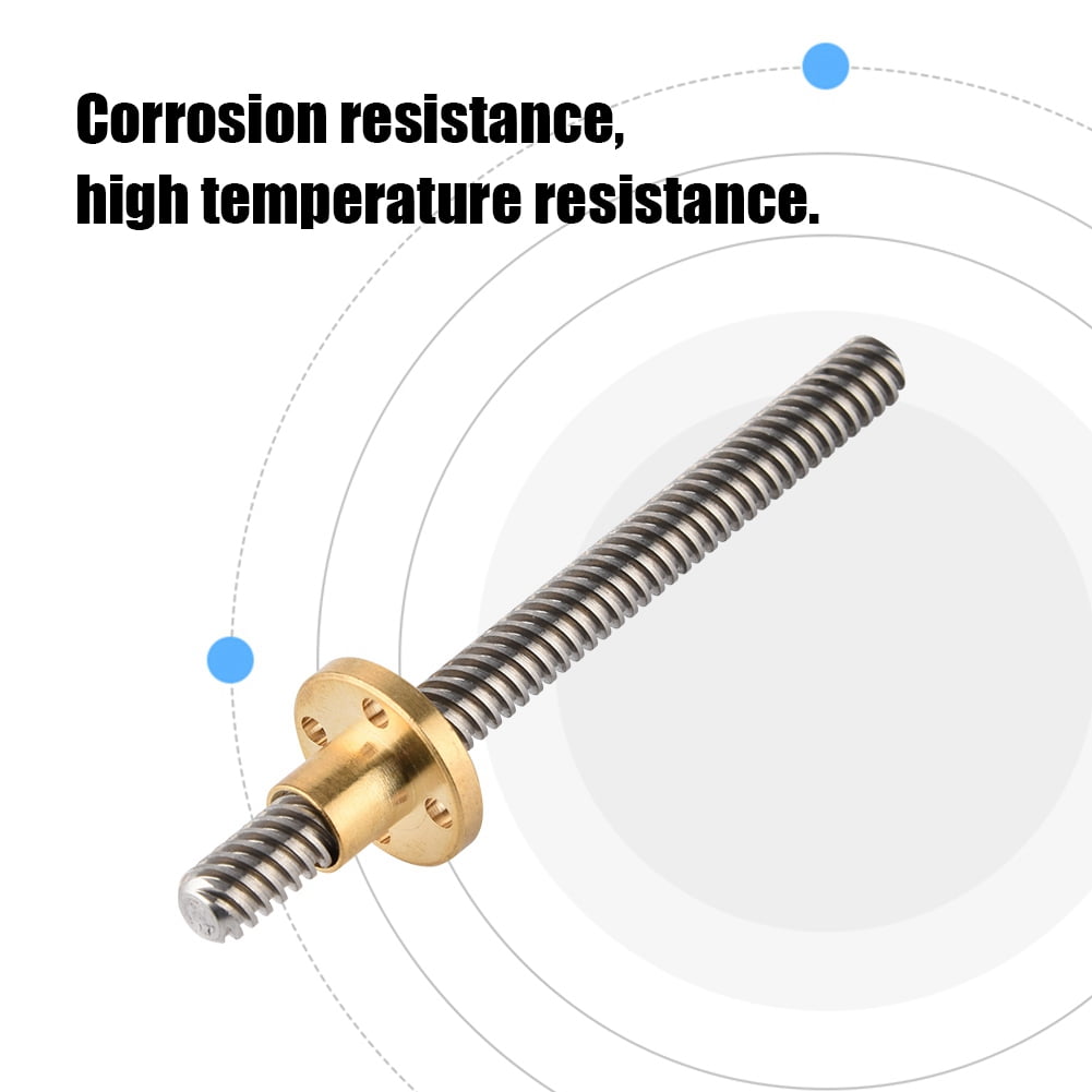 Screw, Screw Rod Stainless, T8 8mm Trapezoidal Stainless Steel Threaded Rod Screw &Amp, Brass ...
