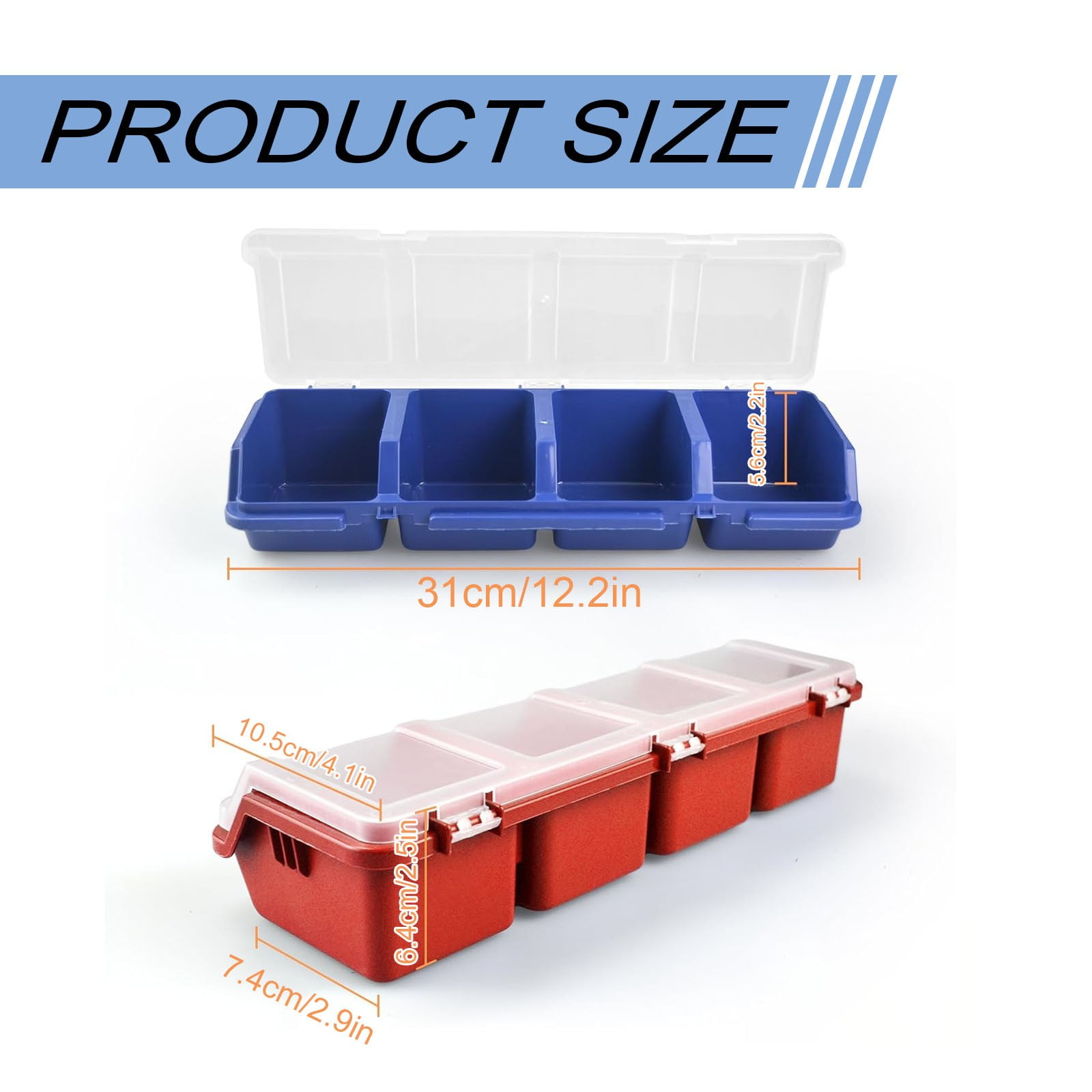 Screw Storage Box, Red 6 Hardware Organizer Box, 4 Compartments Storage ...