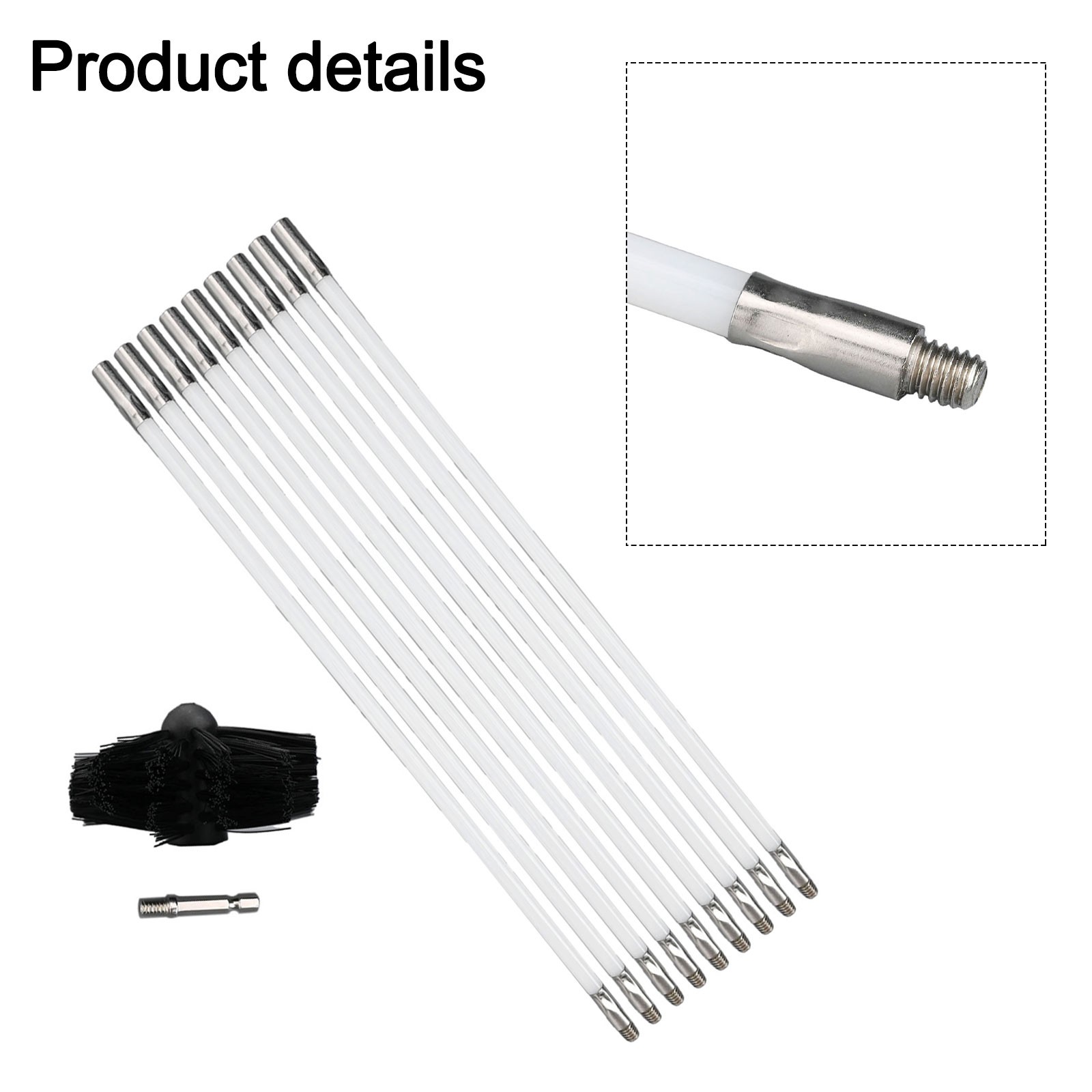 Screw Stoves Brush Head Rod 9x Clean Rotary Cleaner Brush Fireplace Kit ...