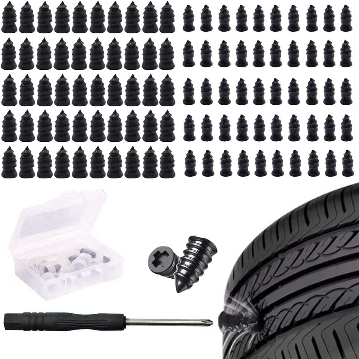 Screw in Tire Plugs with Box and Screwdriver, Self Sealing Tires Plugs ...