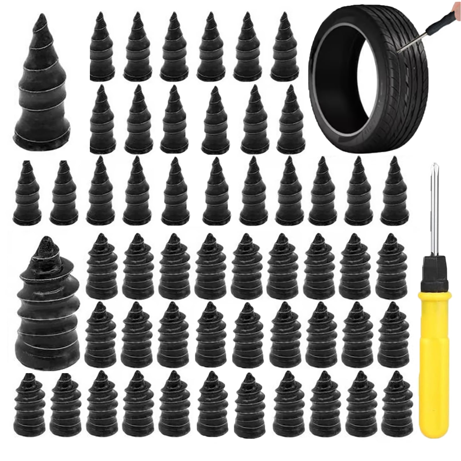Screw in Tire Plugs, Tire Repair Rubber Nails Kit with 2 Sizes, Fast ...