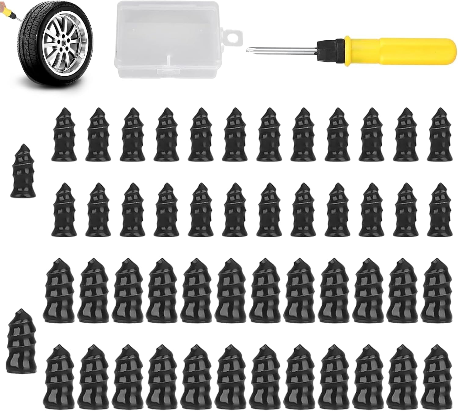 Screw in Tire Repair Plugs, 60pcs Tire Repair Rubber Nail Kit with 2 ...