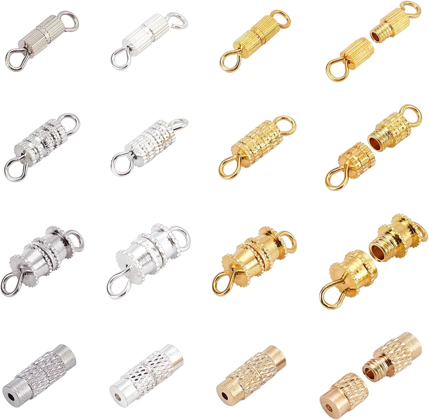 Screw Twist Clasps 120pcs 4 Shapes Brass Barrel Screw Tube Fastener ...