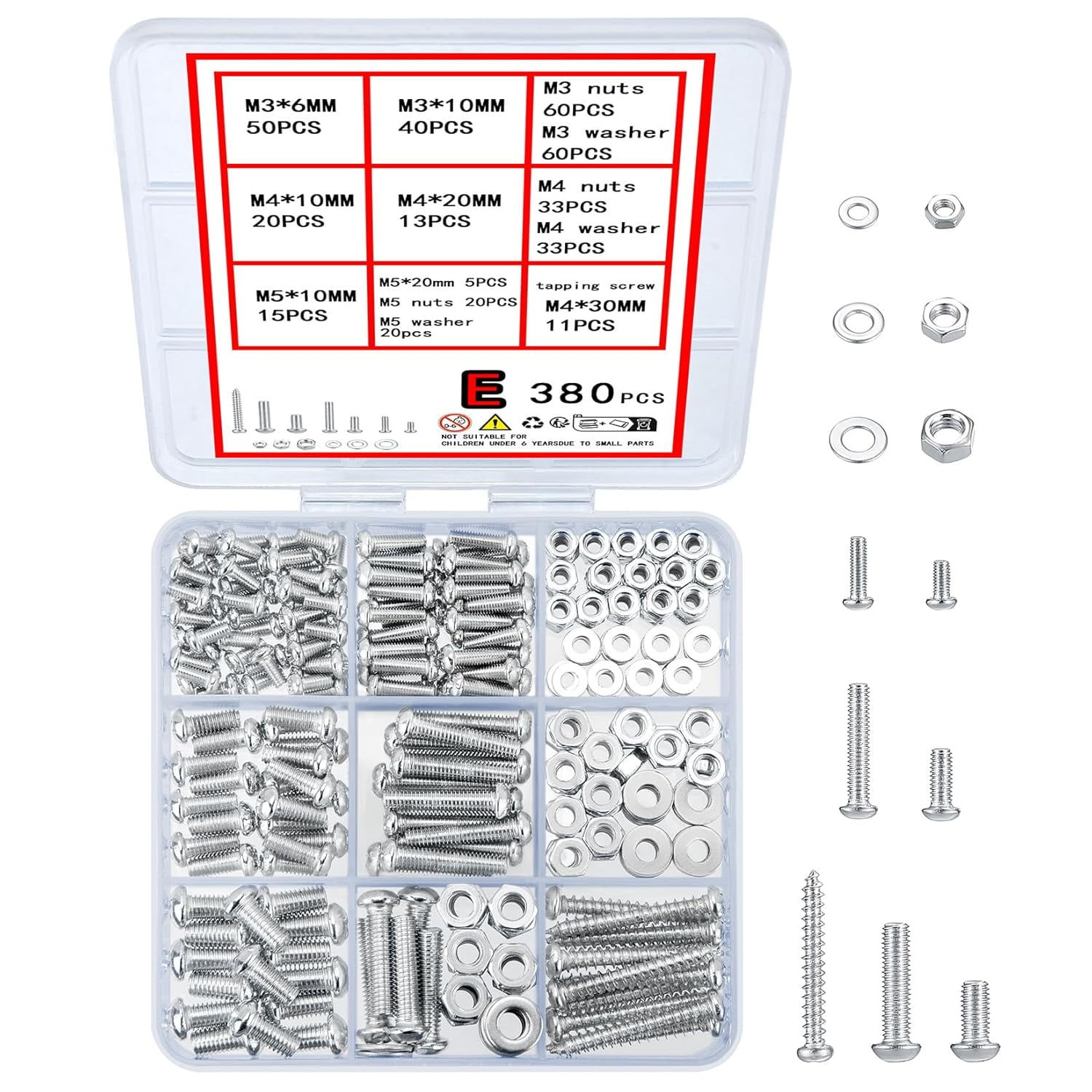 Screw bolt and nut classification kit, metric mechanical screws and ...