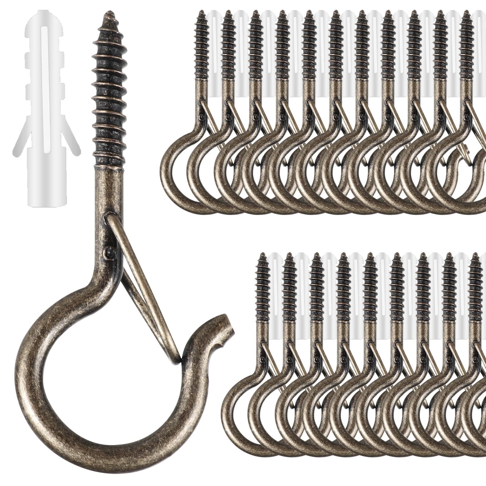Screw-in Hooks for Outdoor String Lights, Swivel Hanging Basket Patio ...