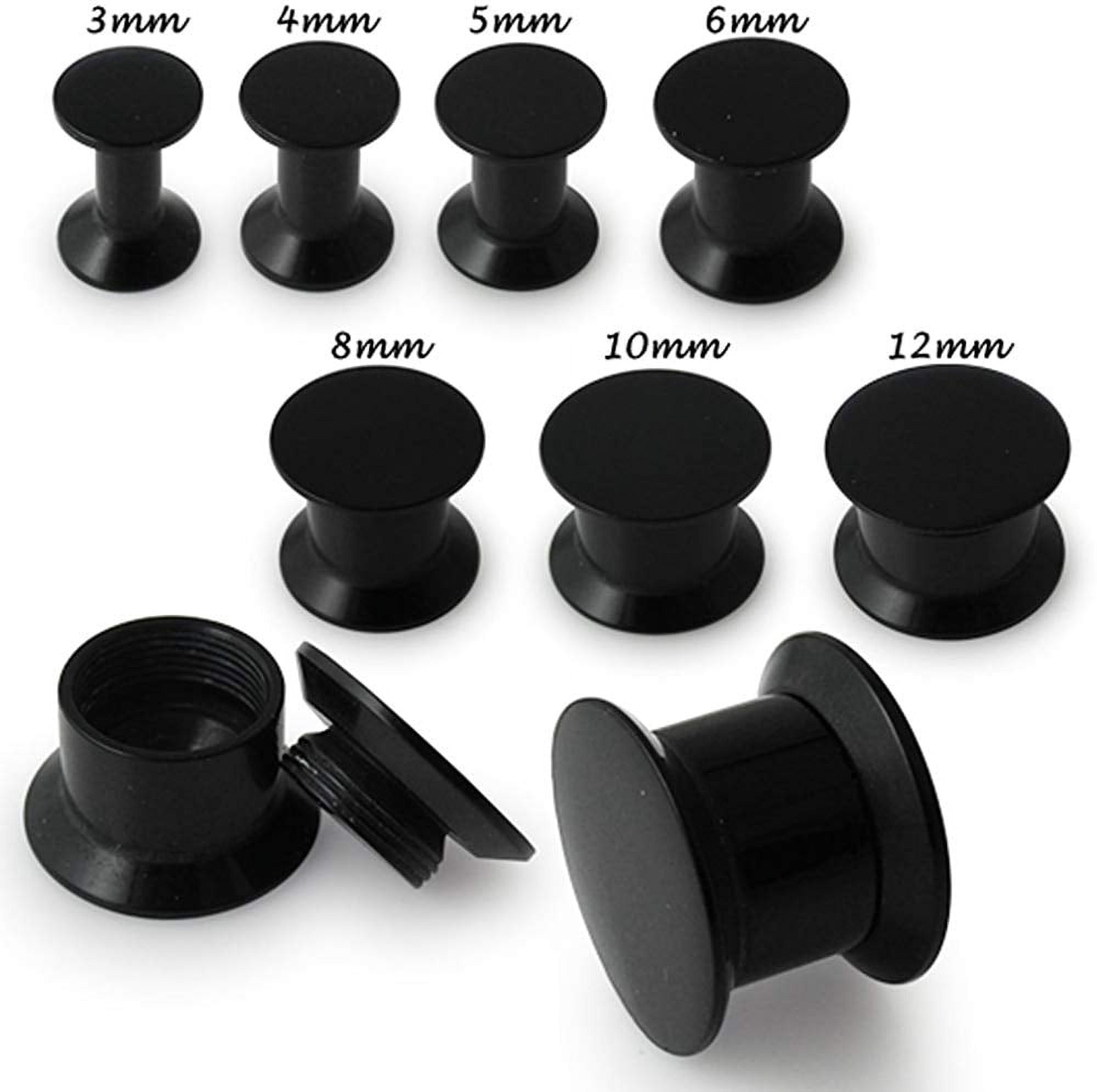 Screw-on Plugs/Gauges Black with Stash Box Acrylic 3/4" small (18mm) 2 ...