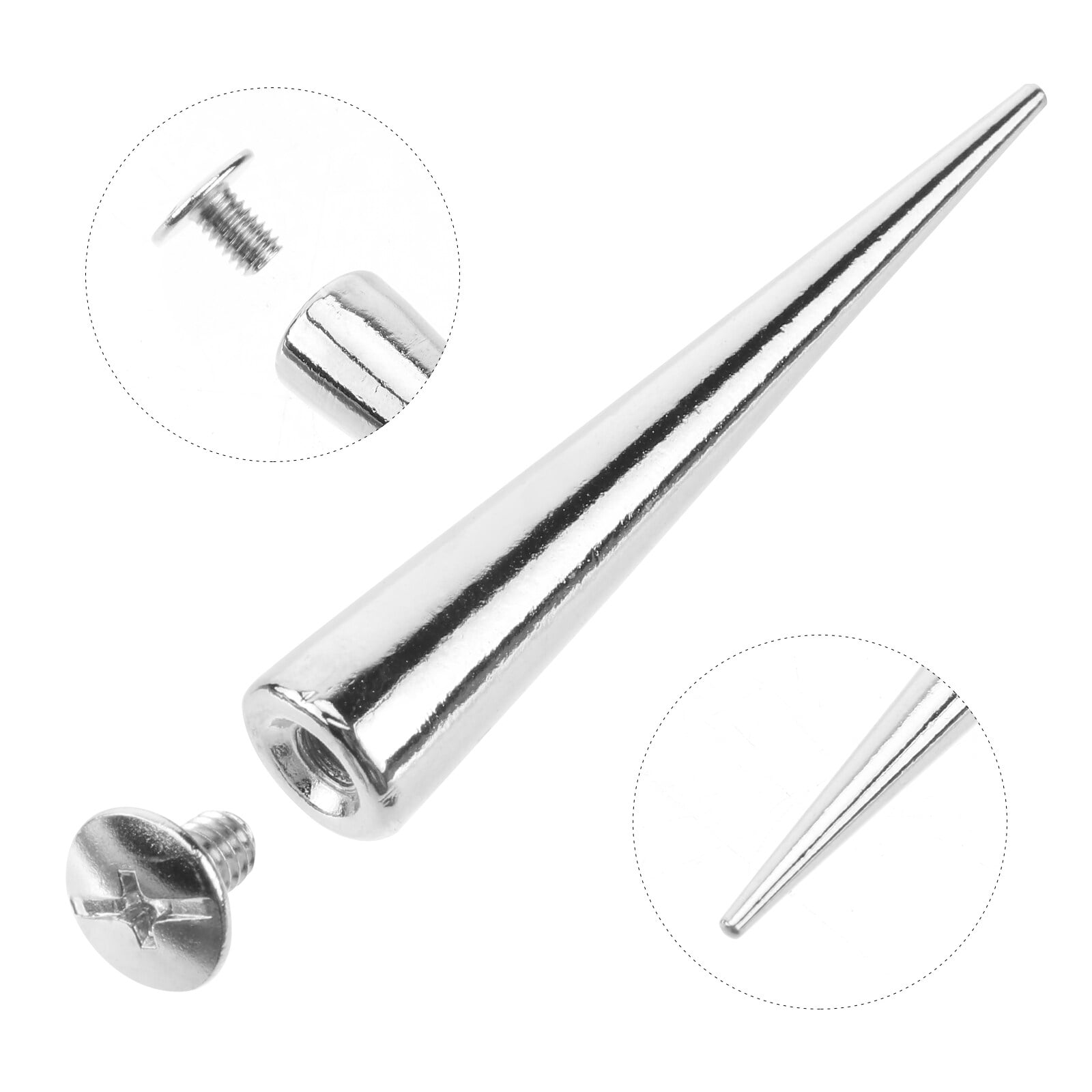 Screwback Studs,10Pcs Solid Punk Bullet Large Spikes Metal Leather ...