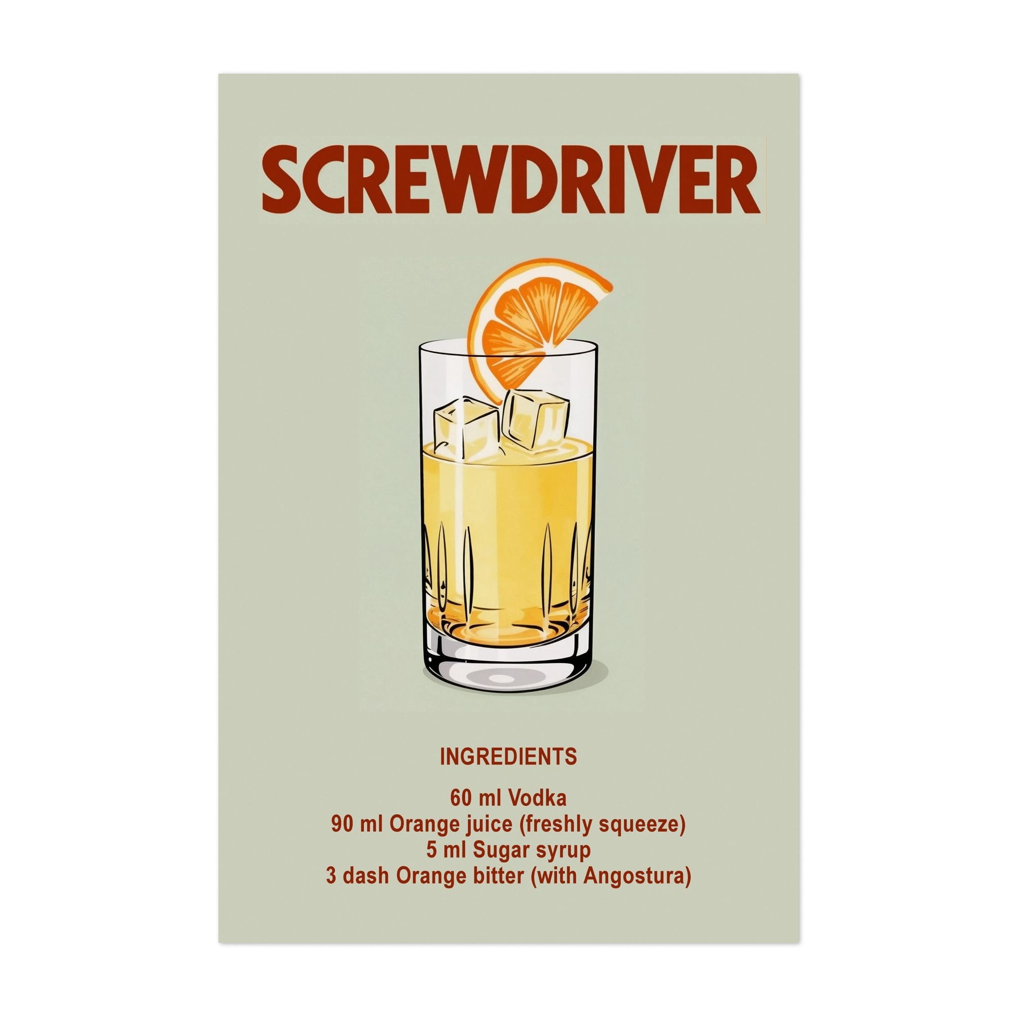 Screwdriver - Ankara Türkiye Illustration Cocktail Bar Kitchen Decor ...