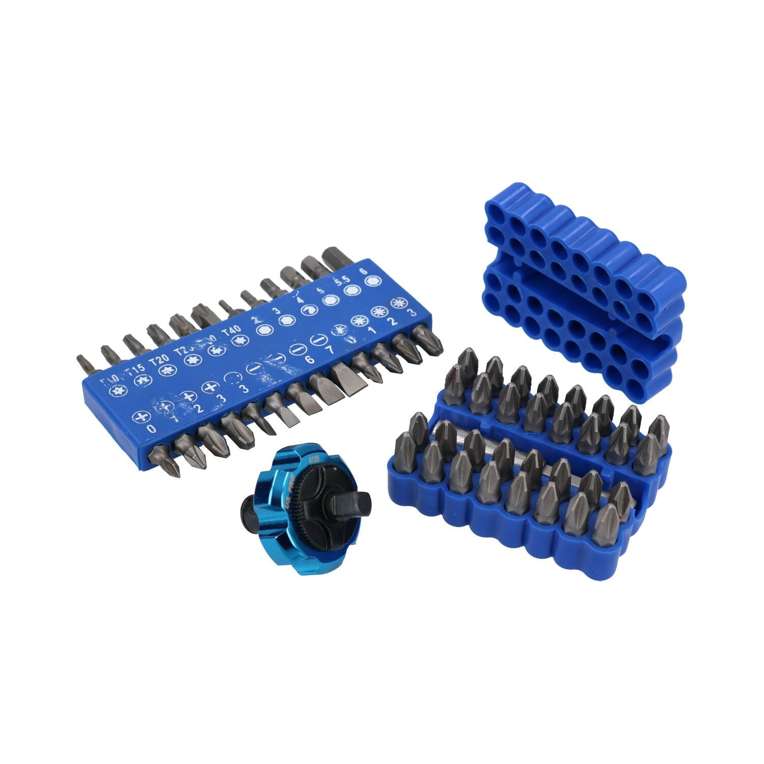 Screwdriver Bit Set + Finger Ratchet Driver Pozi Torx Hex Flat PH2 PZ0 ...