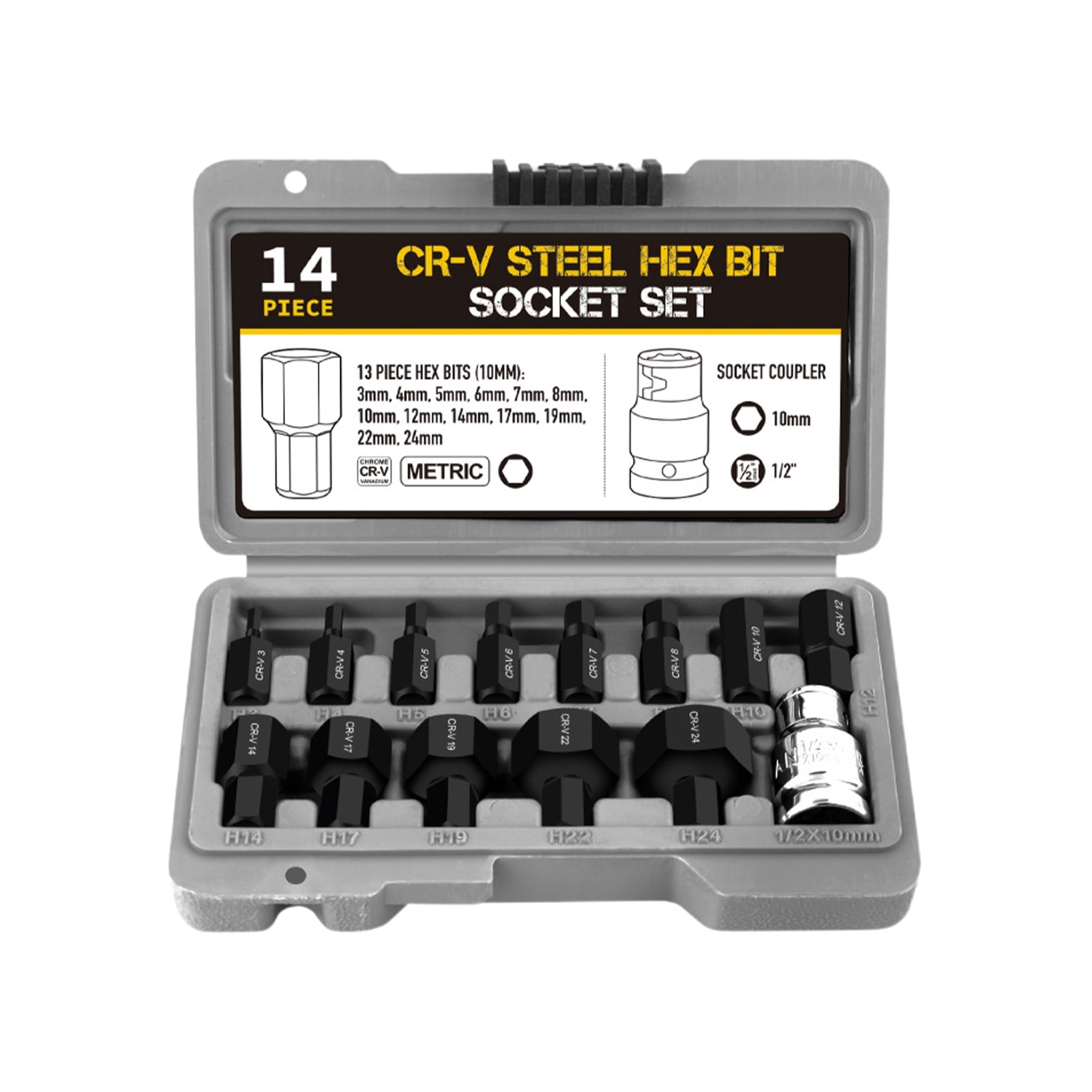 Screwdriver Bit Sets, Chrome Vanadium Steel Bit Socket Set, Nut Driver ...