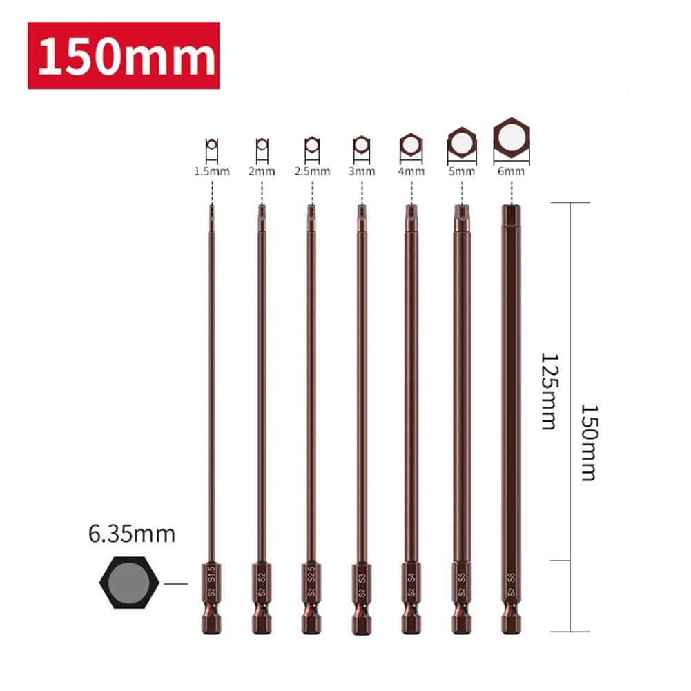 Screwdriver Bits Magnetic Hex Head 150 Mm Length H1 5 H6 Electric ...