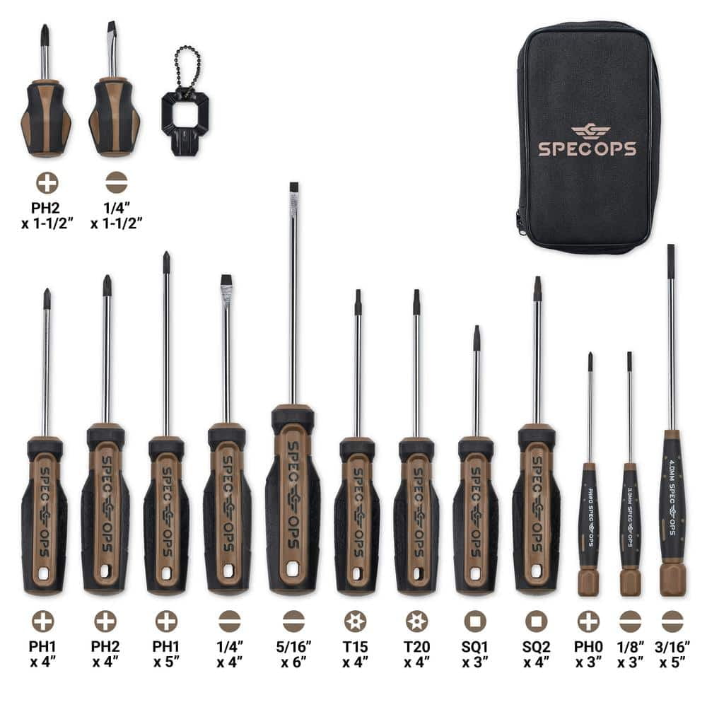 Screwdriver Set, 5 Phillips, 5 Slotted, 2 Torx, 2 Square, Magnetic Tip ...