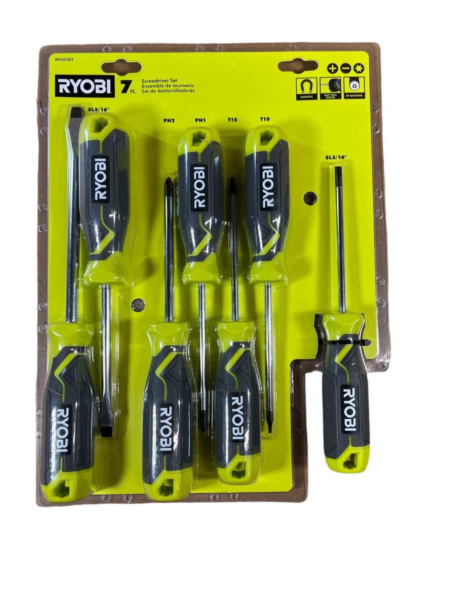 RYOBI 7-Piece Screwdriver Set, Magnetic Precision Fit, Cushion Grip ...