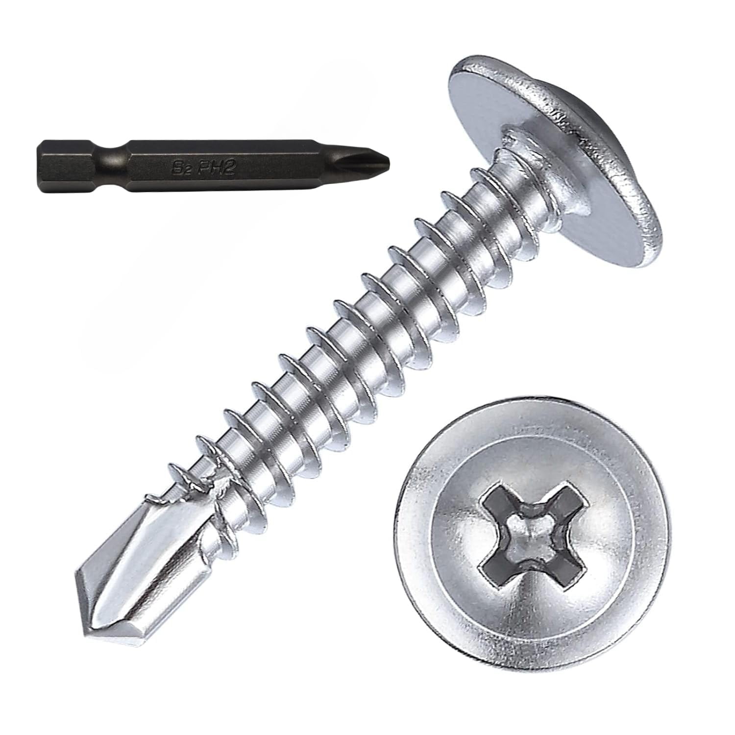 Screws（200pcs）#8×1” for Sheet Metal Self-Tapping Screws 410 Stainless Steel Phillips Modified ...