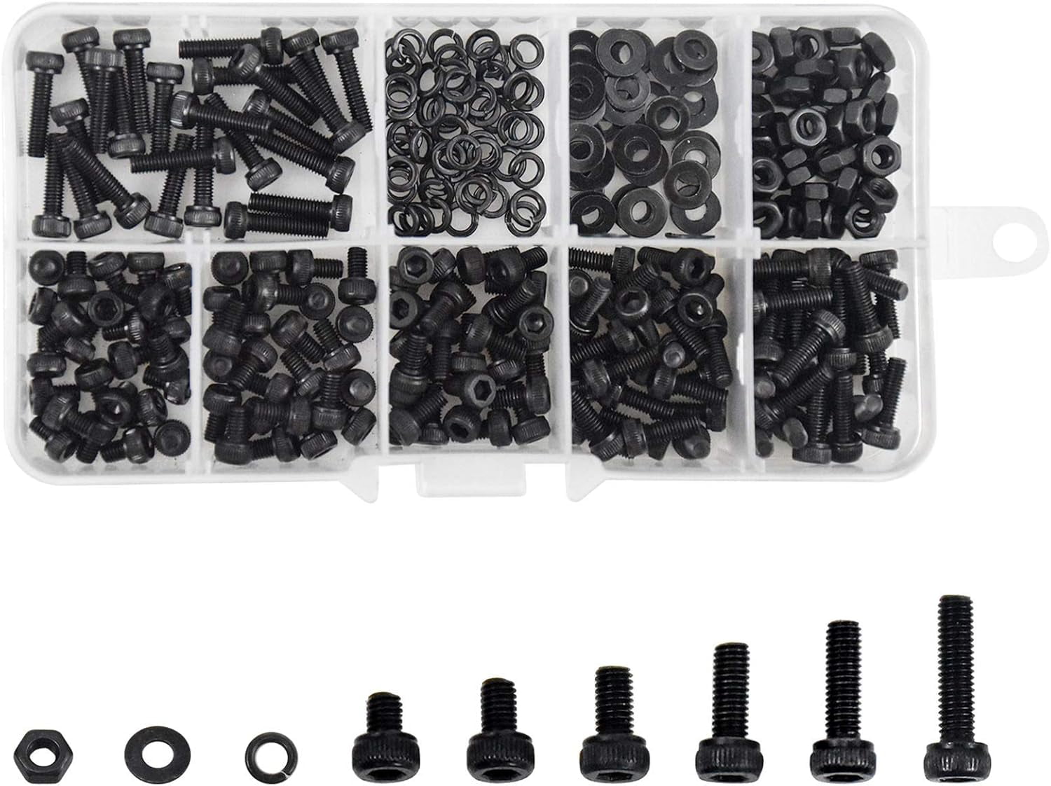 Screws Assortment Kit, Wide Applications Black Carbon Steel Alloy Hex Socket Screws Collection ...