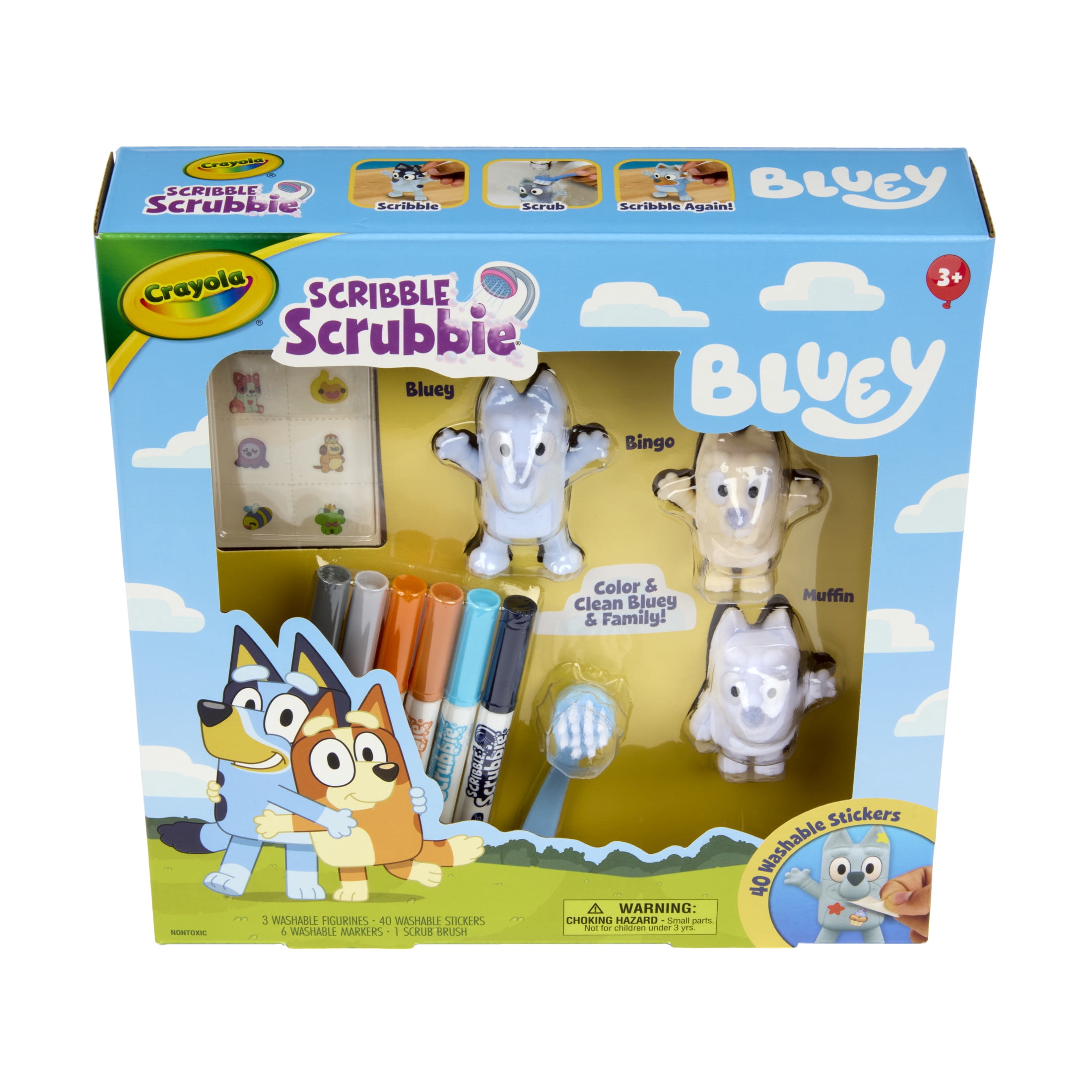 Crayola Bluey Scribble Scrubbie Pets Playset, 3ct, Color and Wash Bluey ...