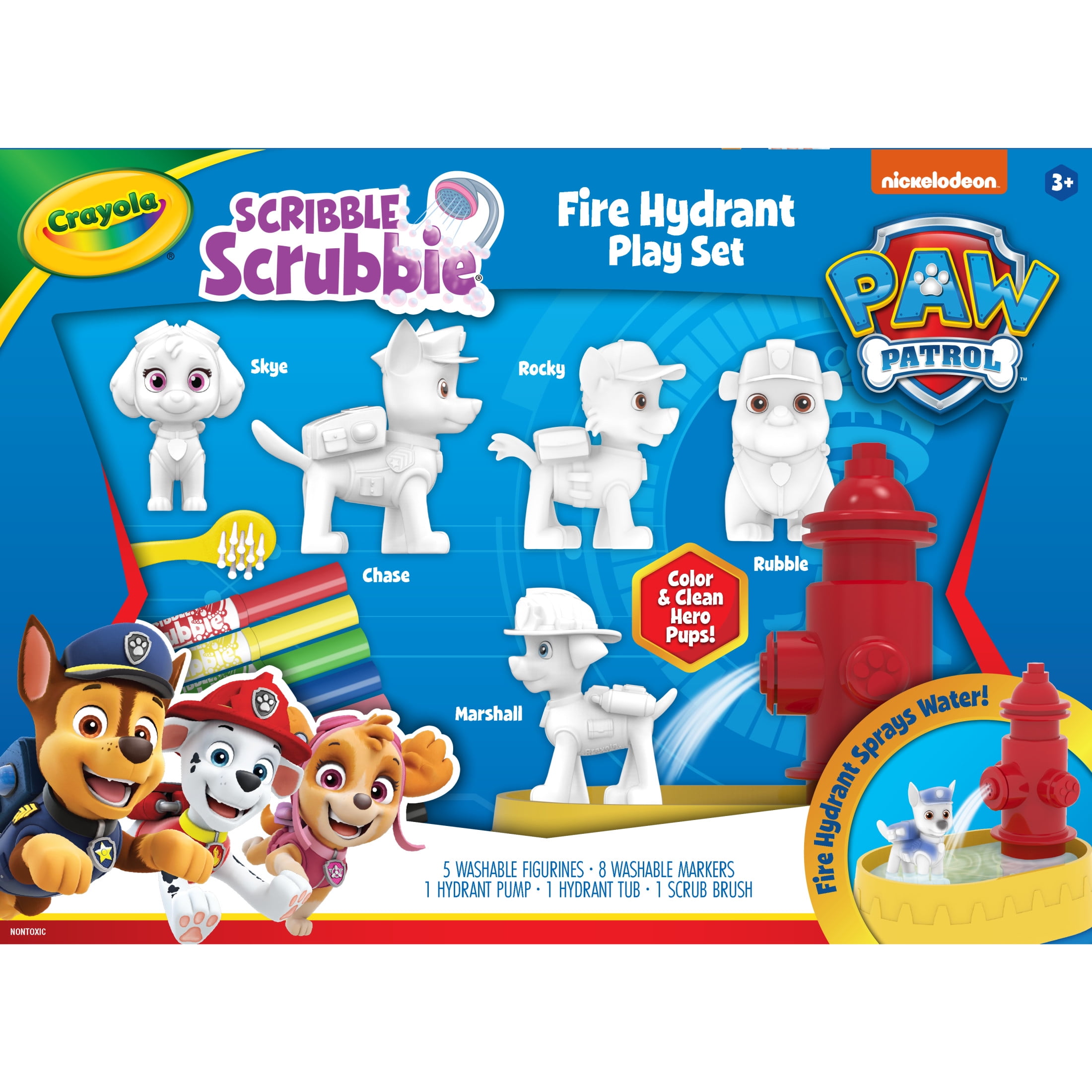 Crayola Scribble Scrubbies PAW Patrol Playset, 5 Customizable Figurines and 1 Fire Hydrant Toy ...