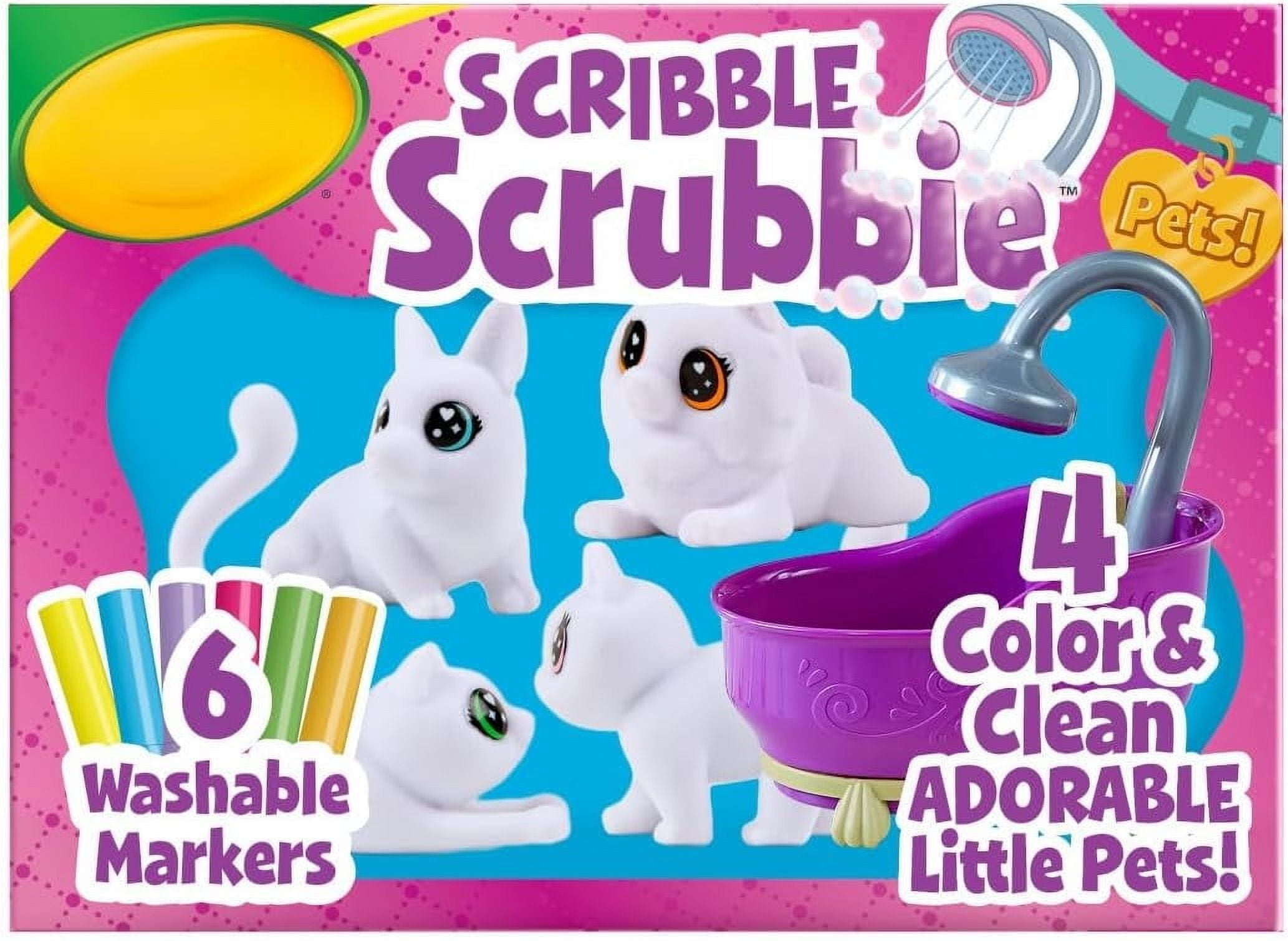 Scribble Scrubbies Tub Set (4 Pets), Washable Pet Care Toy, Coloring ...