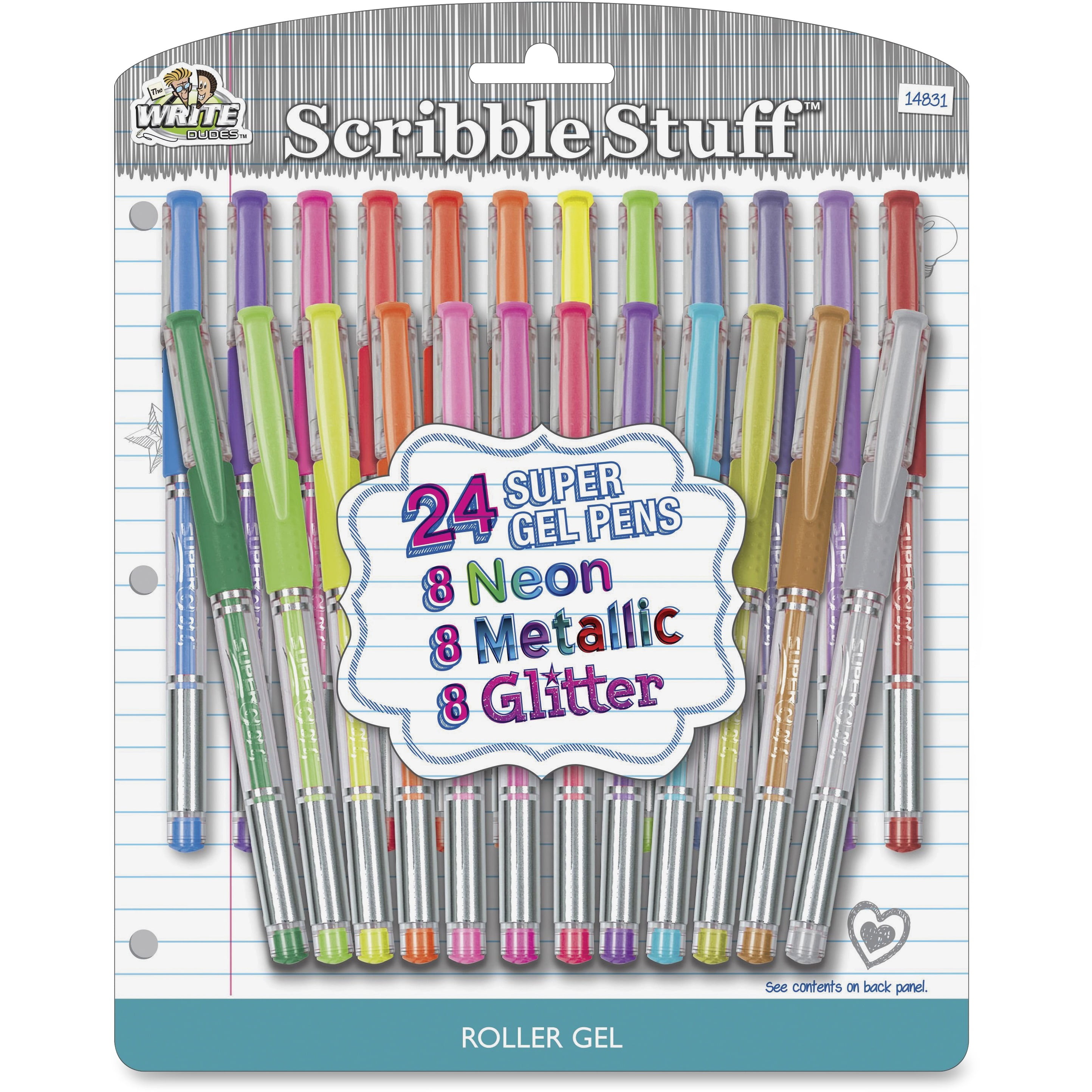 Scribble Stuff Gel Pens, Fine Point, Multicolor, 24 Count, 3 Pack ...