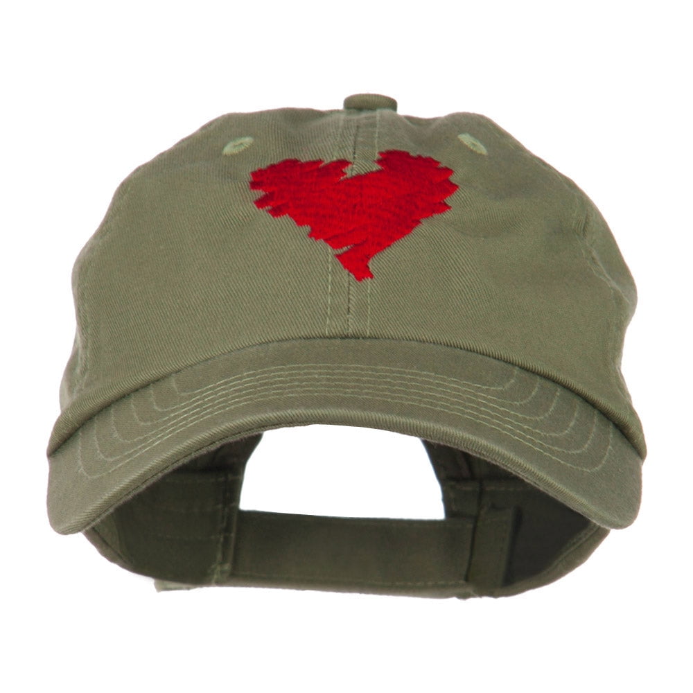 Scribbled Heart Embroidered Cap - Olive OSFM - Walmart.com