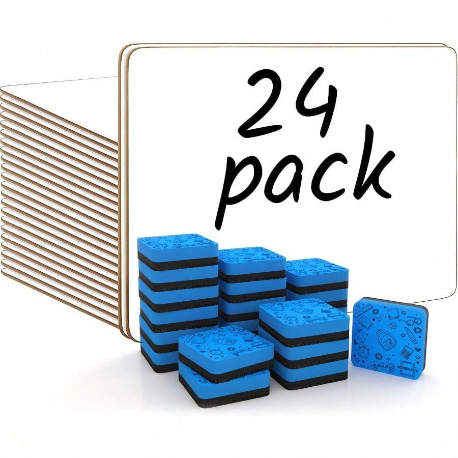Scribbledo 24 Small White Board Dry Erase Boards Classroom Pack Mini ...