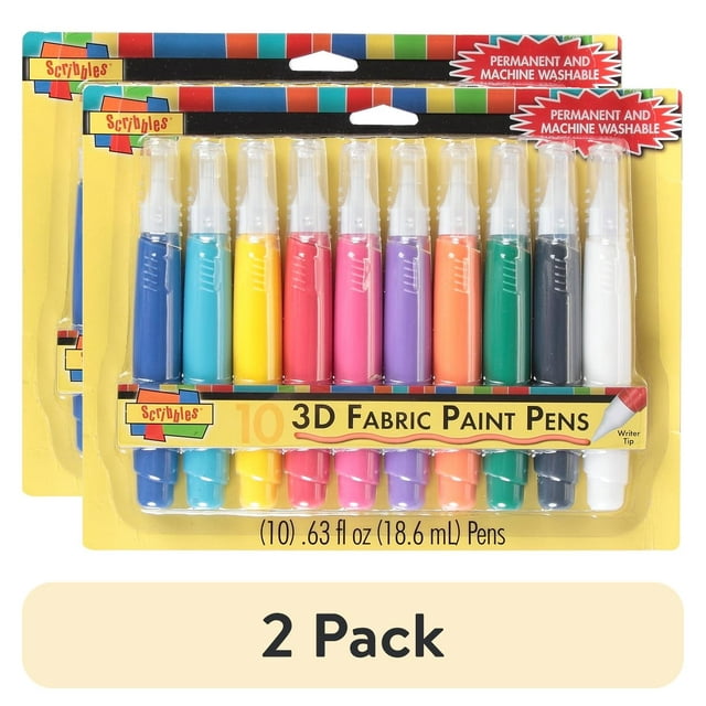 (2 pack) Scribbles 3D Fabric Paint Pens, 10pk, Assorted - Walmart.com