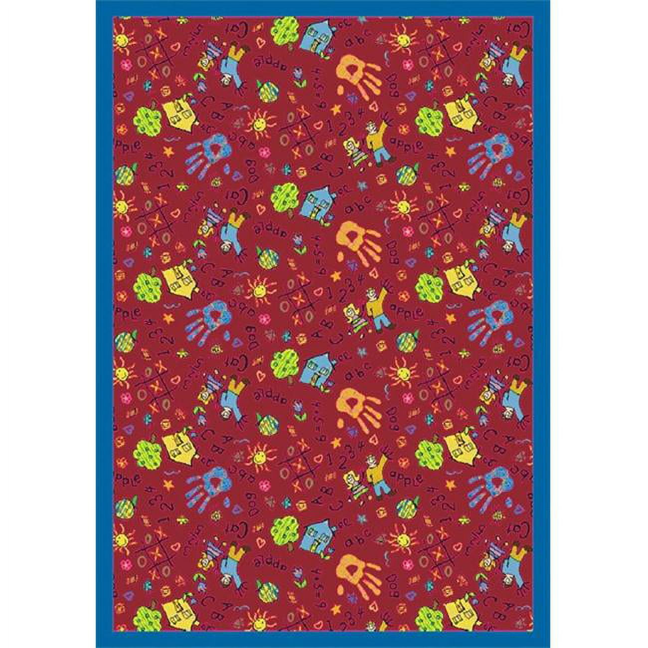 Scribbles Red 7 ft.8 in. x 10 ft.9 in. WearOn Nylon Machine Tufted- Cut ...