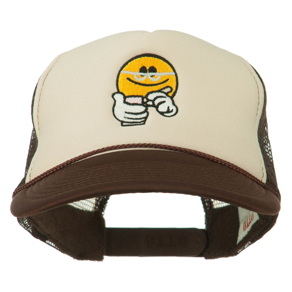 Scribe Smile Face Embroidered Foam Mesh Back Cap - Brown Tan OSFM ...