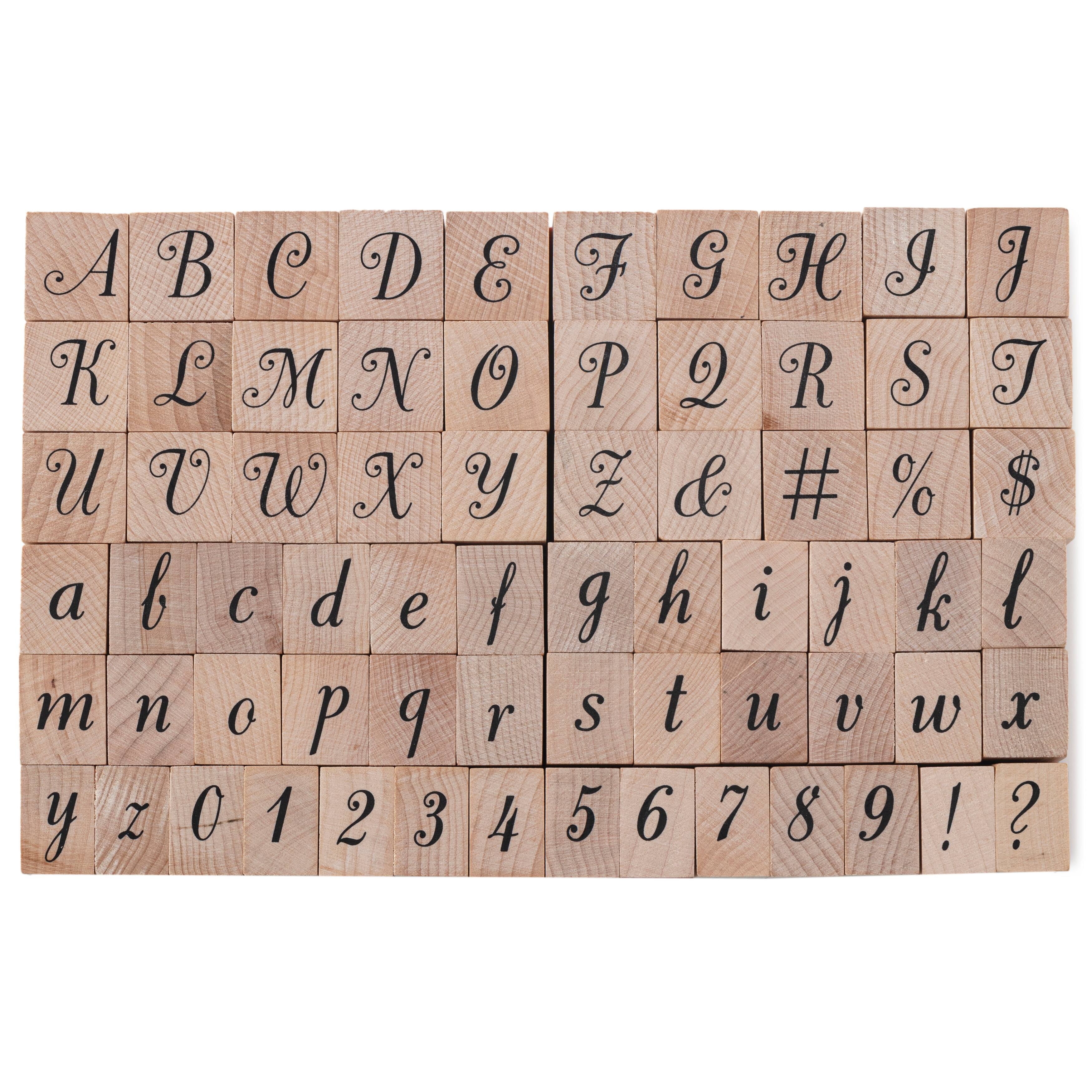 Script Alphabet & Numbers Wood Stamp Set by Recollections - Woods ...