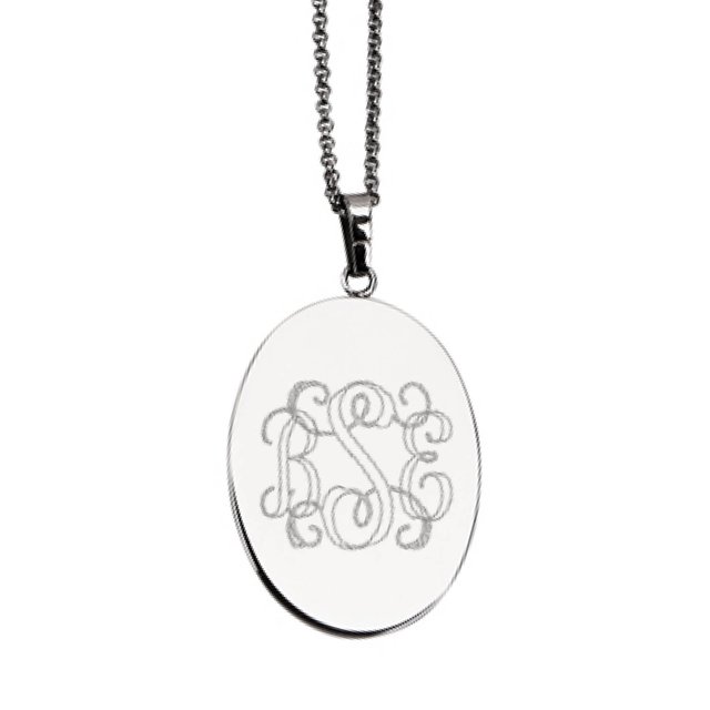 Script Monogram Personalized Oval Pendant With Chain - Walmart.com