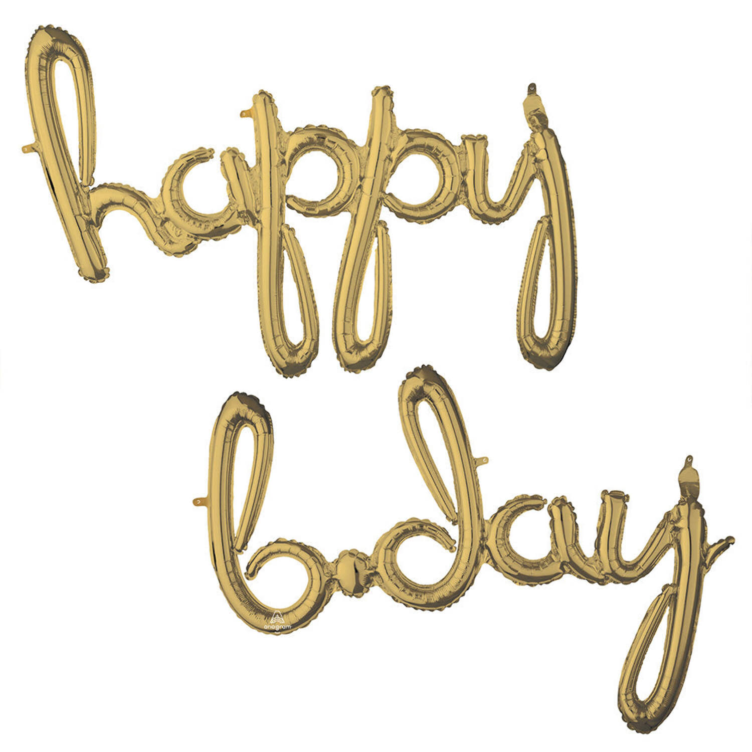 Script Phrase _Happy Bday" White Gold (Air-Fill Only) Foil Mylar ...