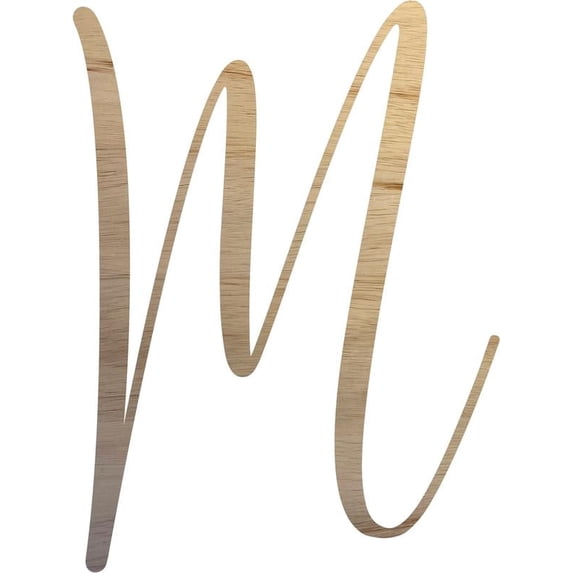 Script Wooden Letter Craft, Unpainted 5'' tall Wood Letter M, Paintable ...