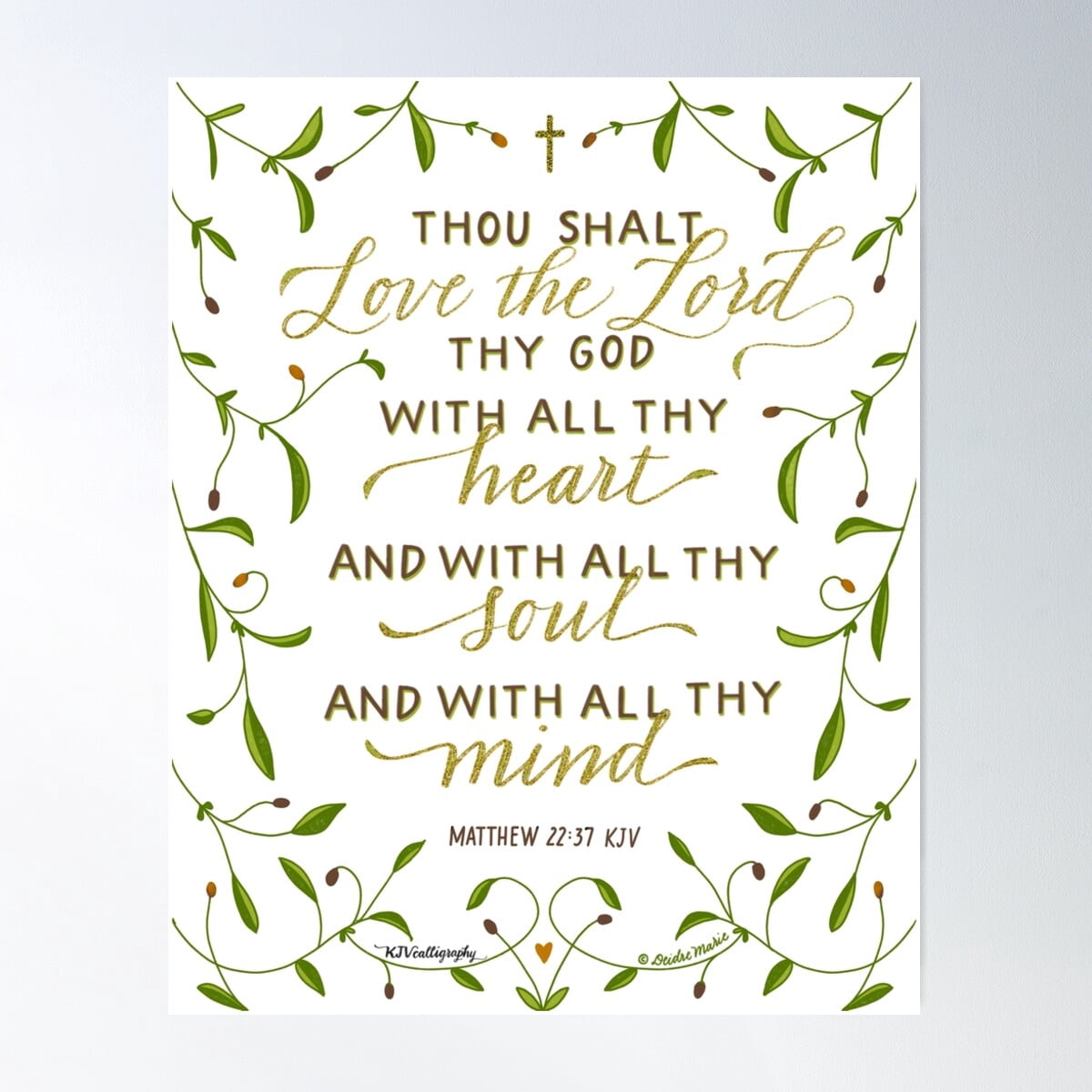 Scripture Art Of Matthew 22:37 | Thou Shalt Love The Lord | Gold ...