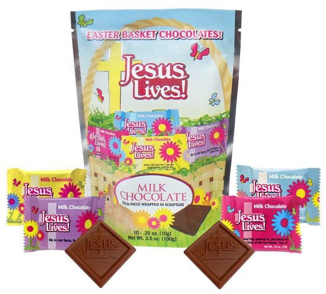Scripture Candy 119425 Candy-E-Jesus Lives - 10 Milk Chocolate Squares ...